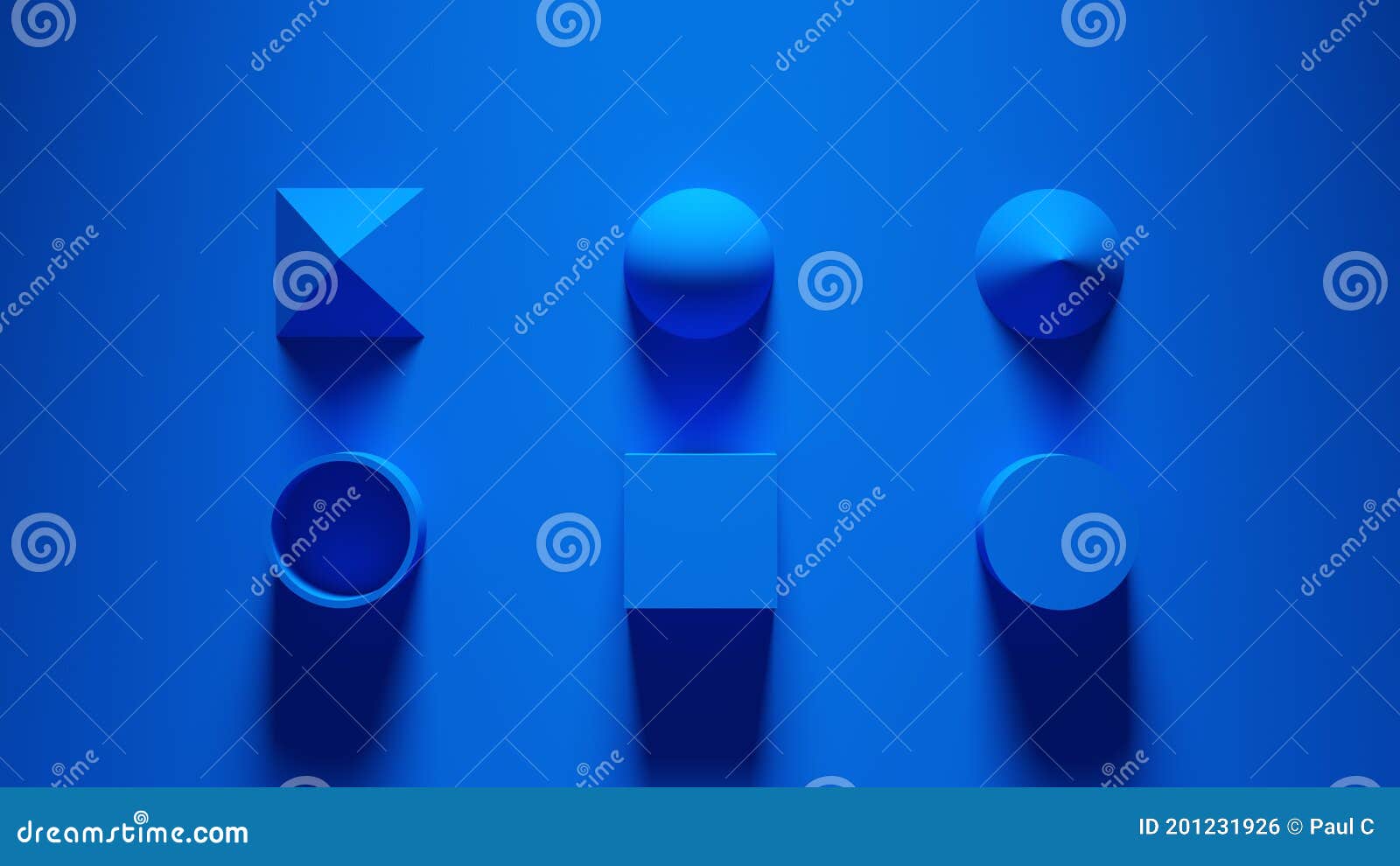Blue Cube Sphere Tube Cone Pyramid Cylinder Stock Illustration ...