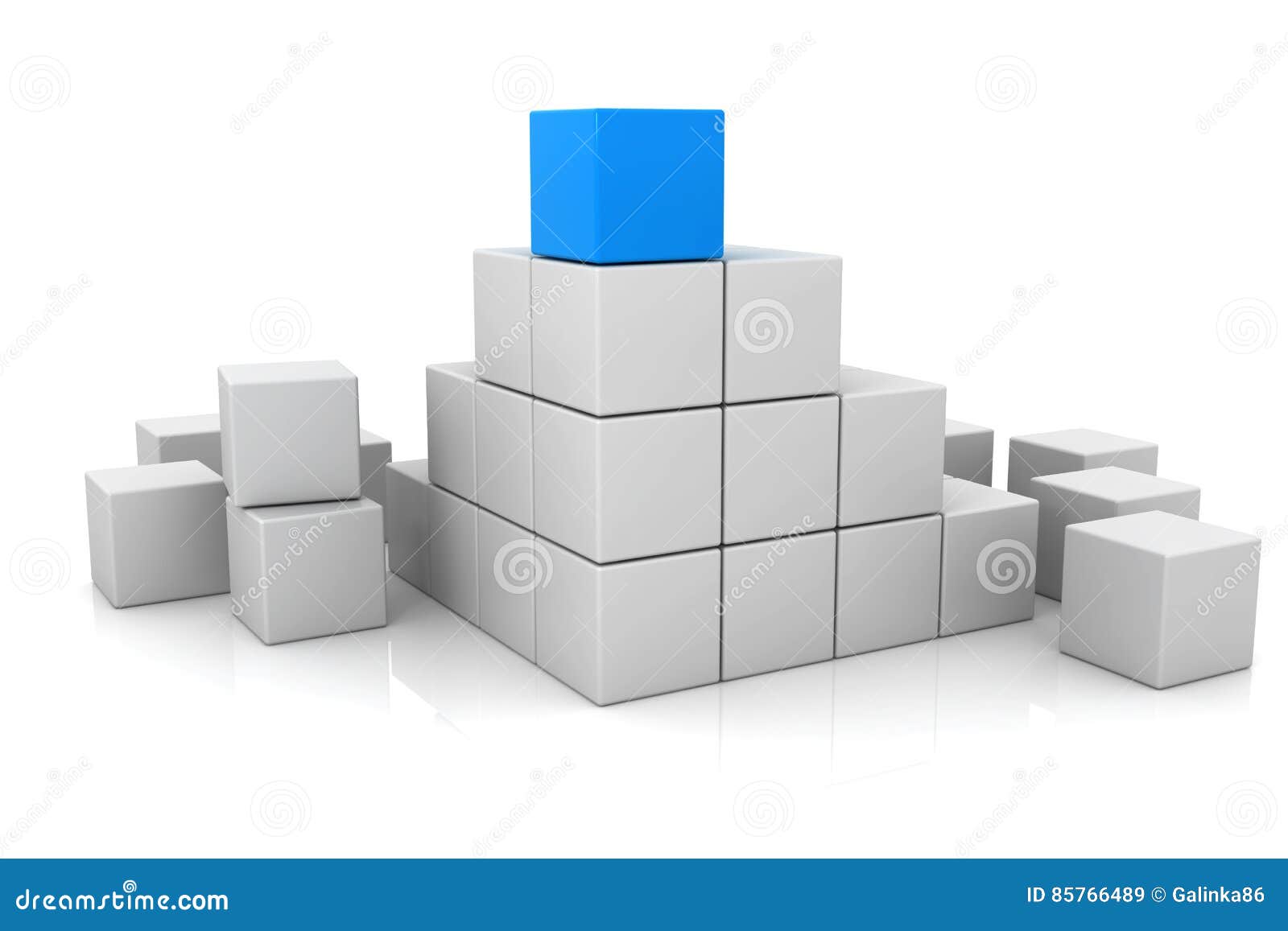 Blue Cube and White Cubes 3d Stock Illustration - Illustration of ...