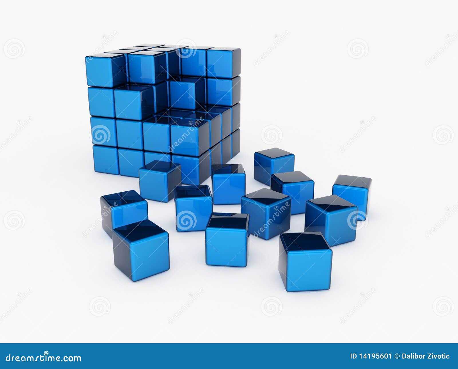 Blue cubes stock illustration. Illustration of reflection - 14195601
