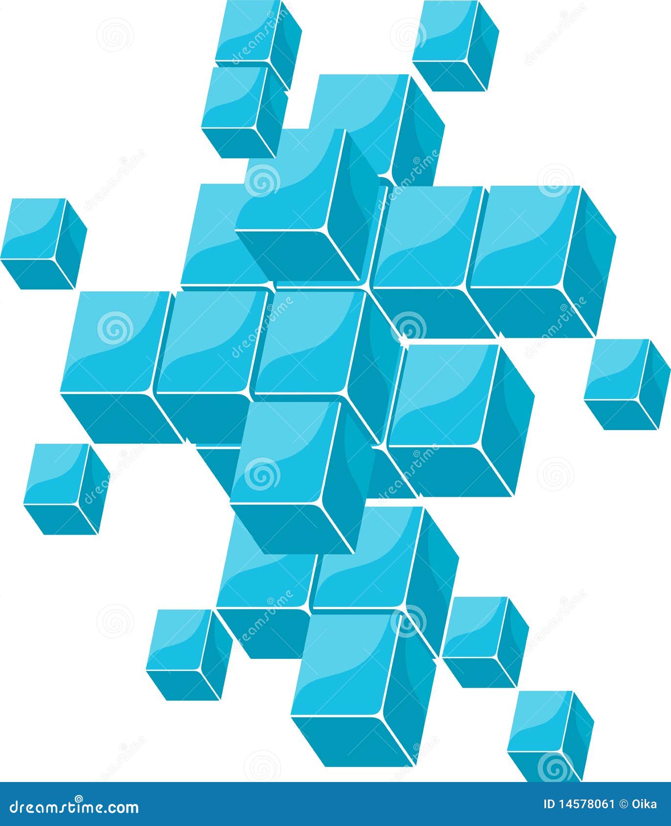 Blue cubes stock vector. Illustration of hexagon, geometry - 14578061