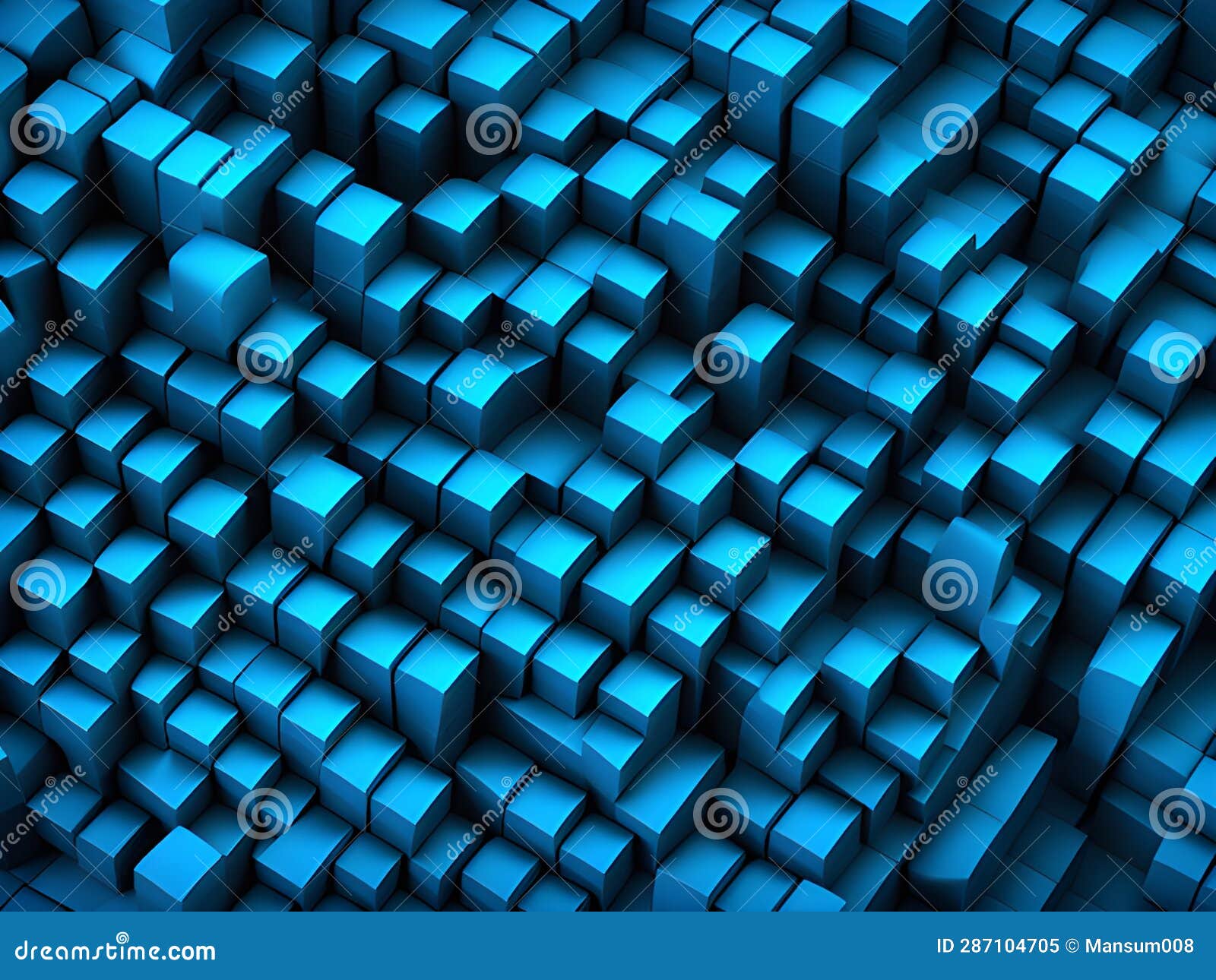 Blue Cubes Background 3d Rendering, Ai Generated Stock Illustration ...
