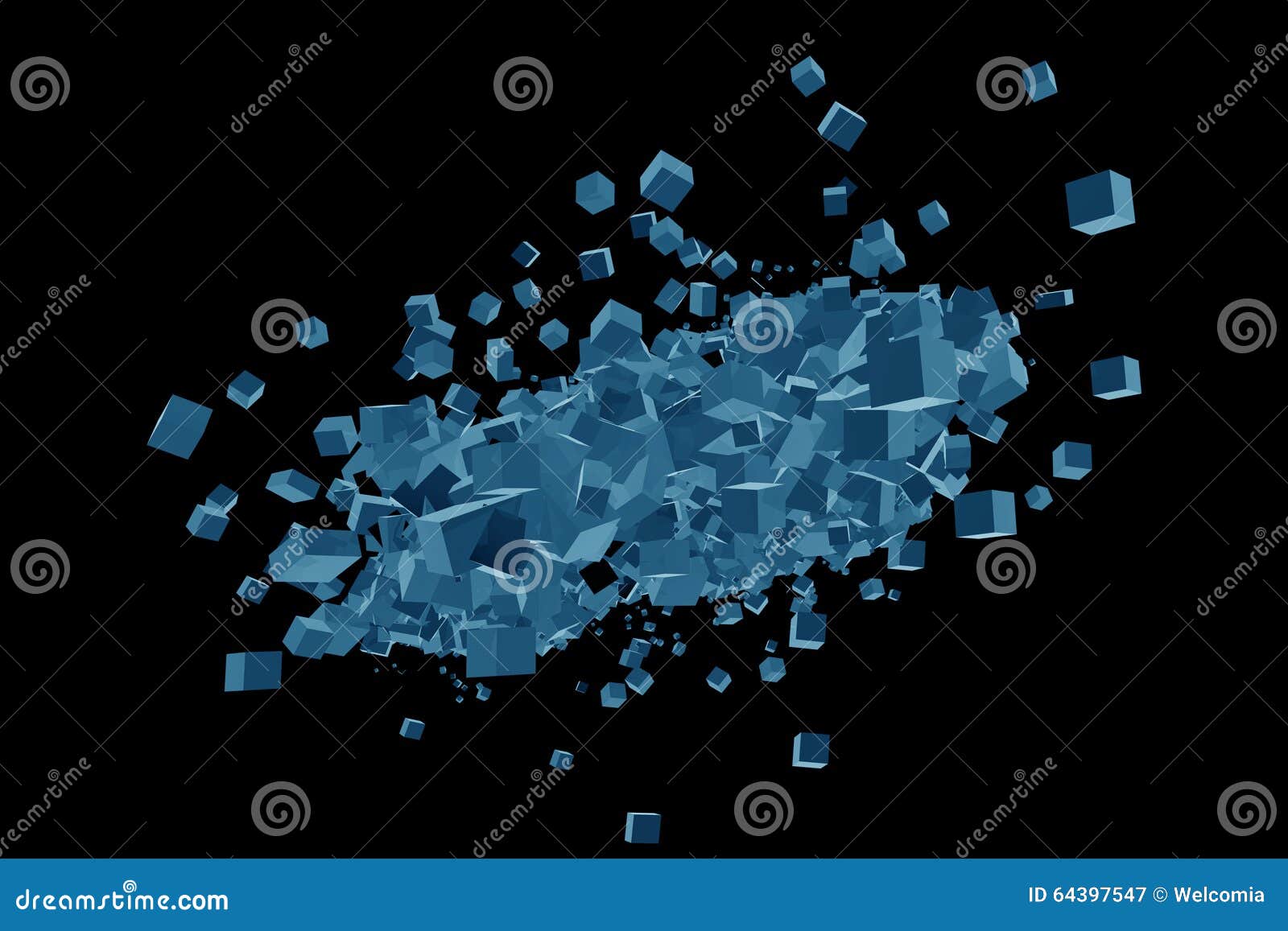 Blue Cubes Explosion Isolated Stock Illustration - Illustration of ...