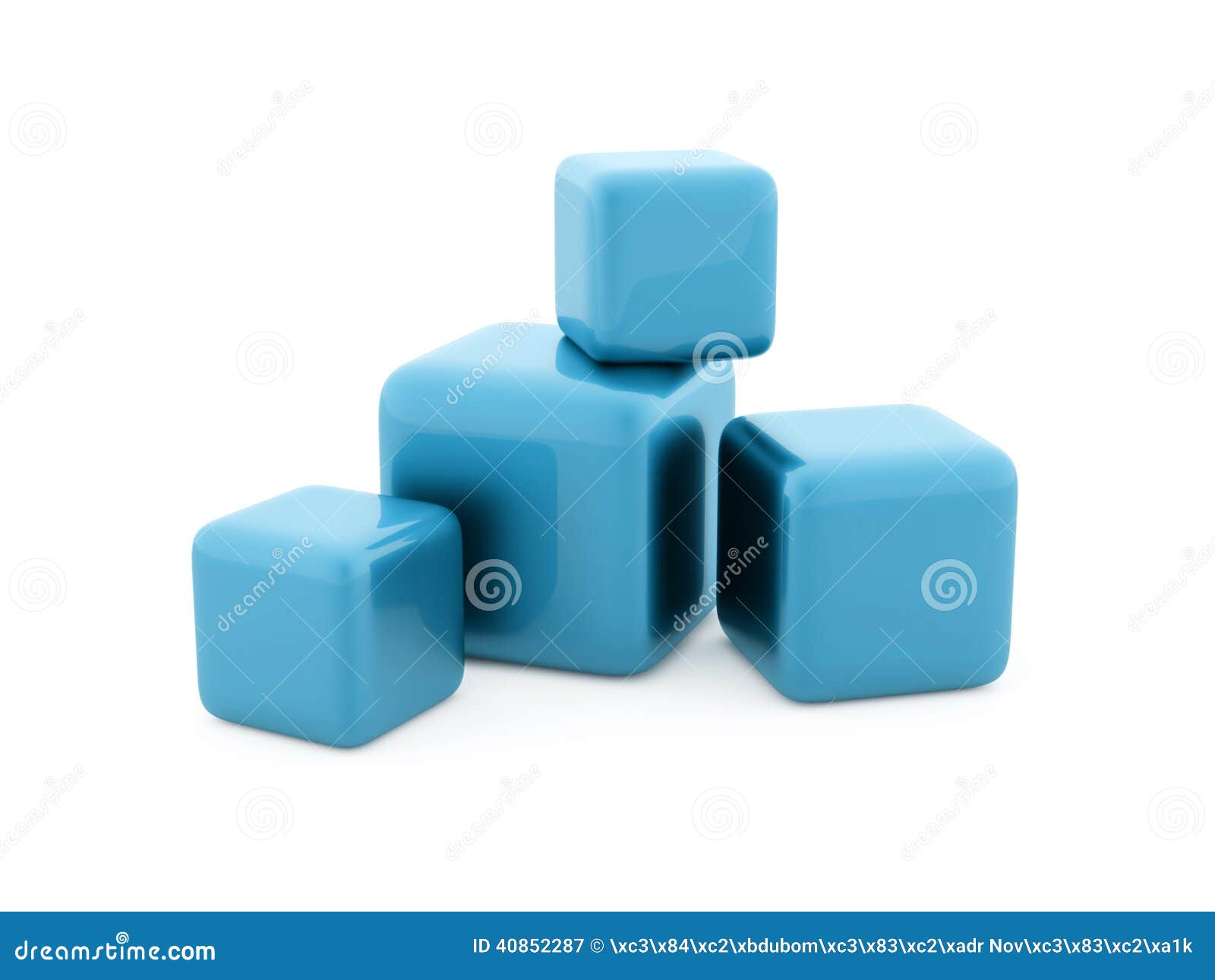 Blue Cubes Rendered Isolated Stock Illustration - Illustration of ...