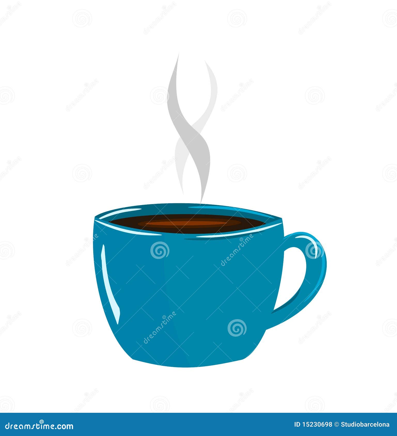 Blue cup of coffee stock vector. Illustration of brown - 15230698