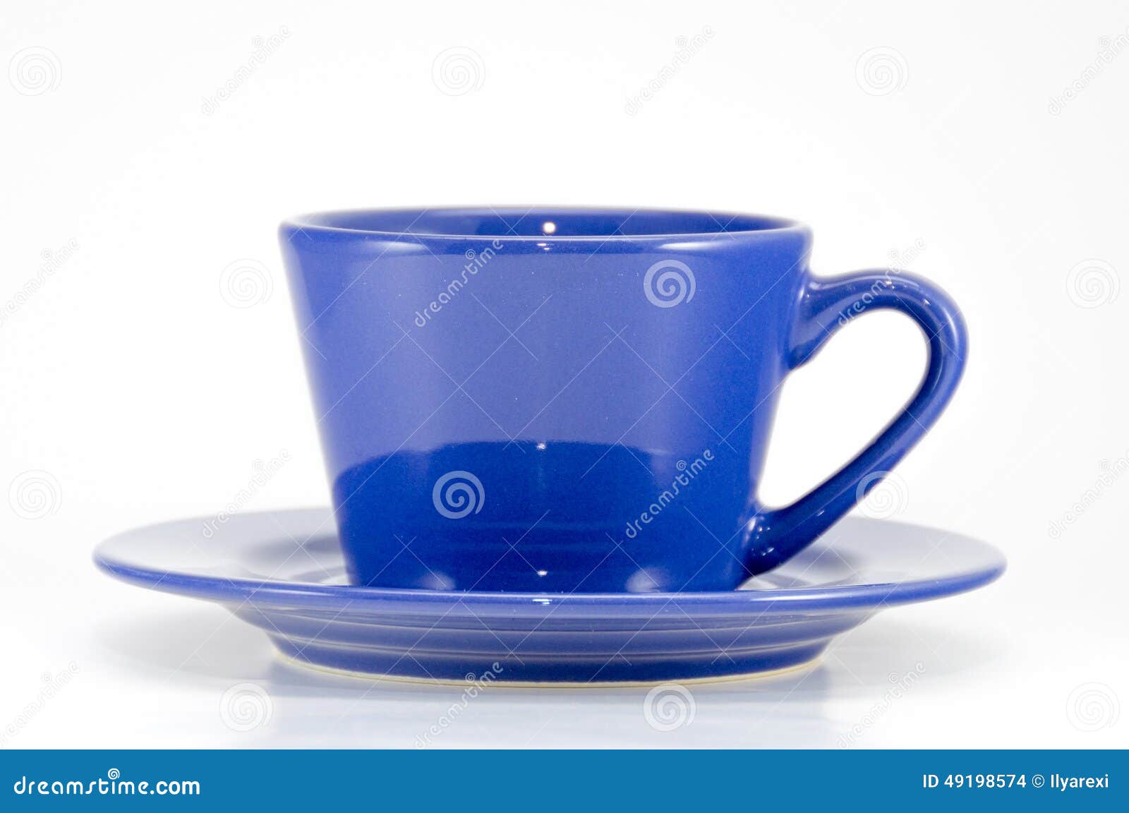 Blue Cup of Coffee Front View Stock Photo - Image of plate, cafe: 49198574