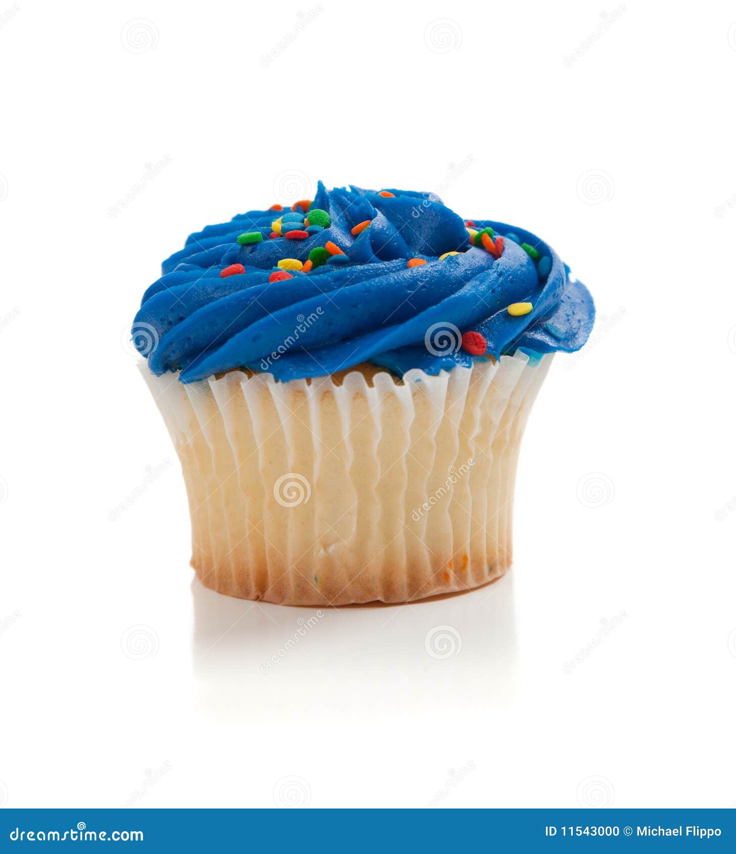 Blue Cupcake with Sprinkles on White Stock Photo - Image of cooking ...
