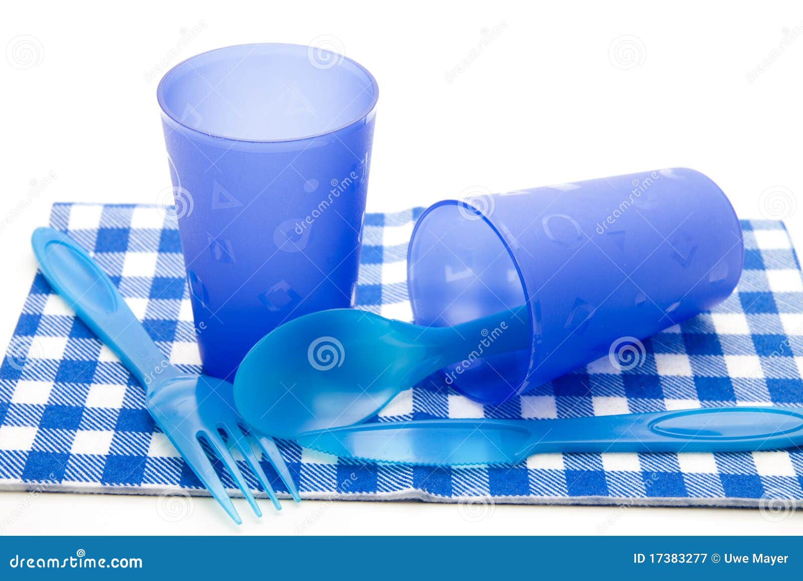 Blue cups and cutlery stock image. Image of exempted - 17383277