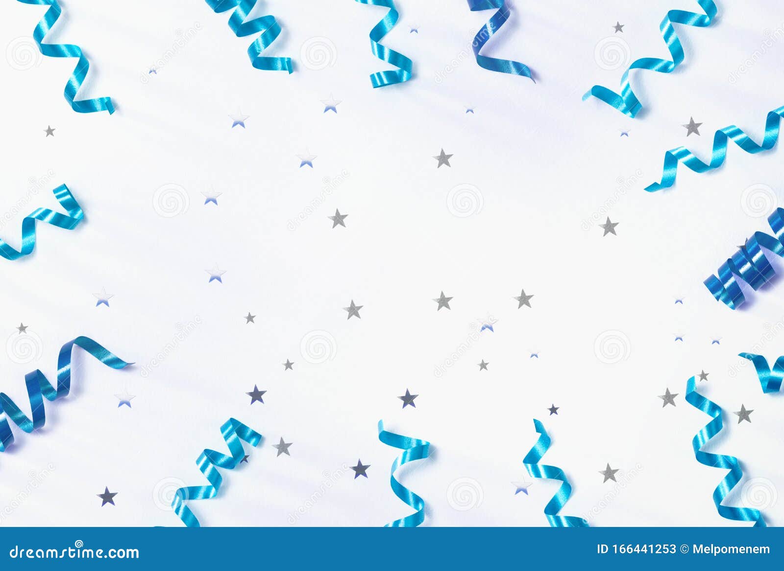 Blue Curly Ribbons with Star Confetti Stock Illustration - Illustration ...