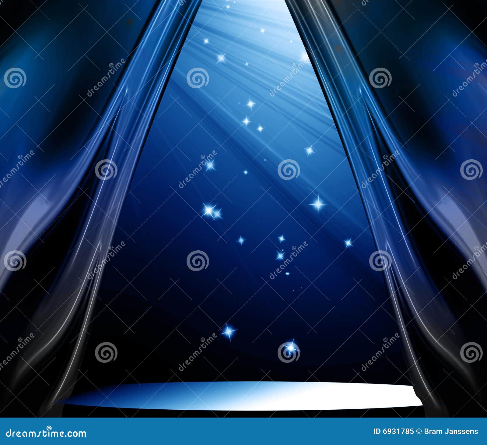 3d Blue Curtain On Background Products Minimal Podium. Vector ...