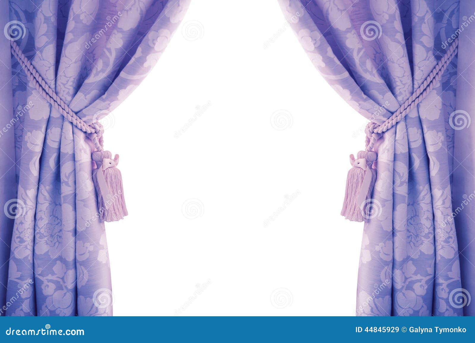 Blue Curtains Isolated on White Background Stock Image - Image of ...