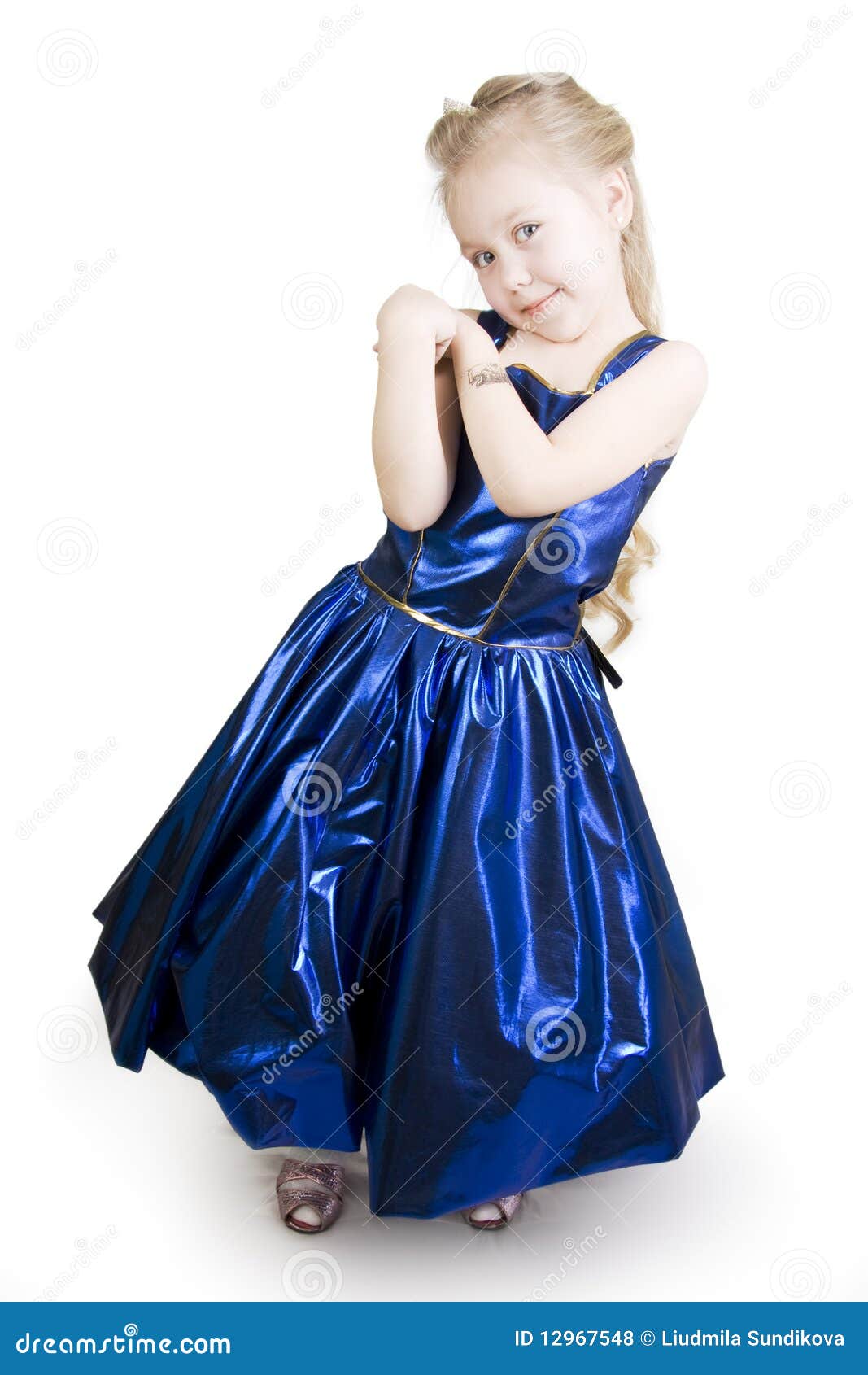 Blue curtsy Princess. stock photo. Image of cheerful - 12967548