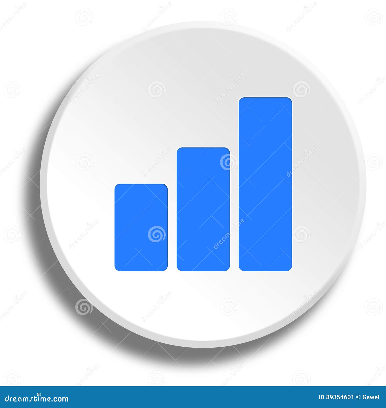 Blue Curve in Round White Button with Shadow Stock Illustration ...