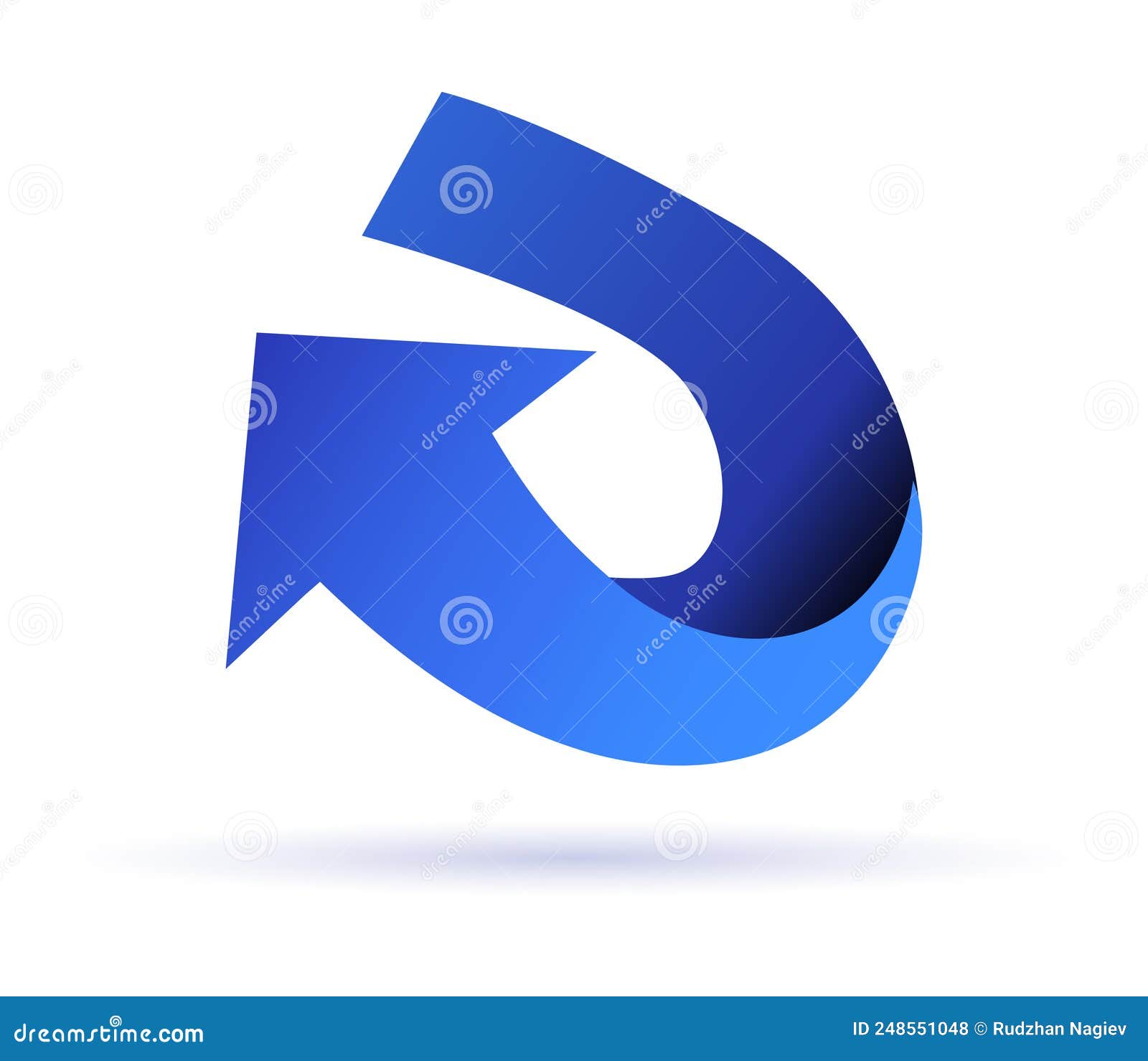 Blue curved arrow stock vector. Illustration of glossy - 248551048