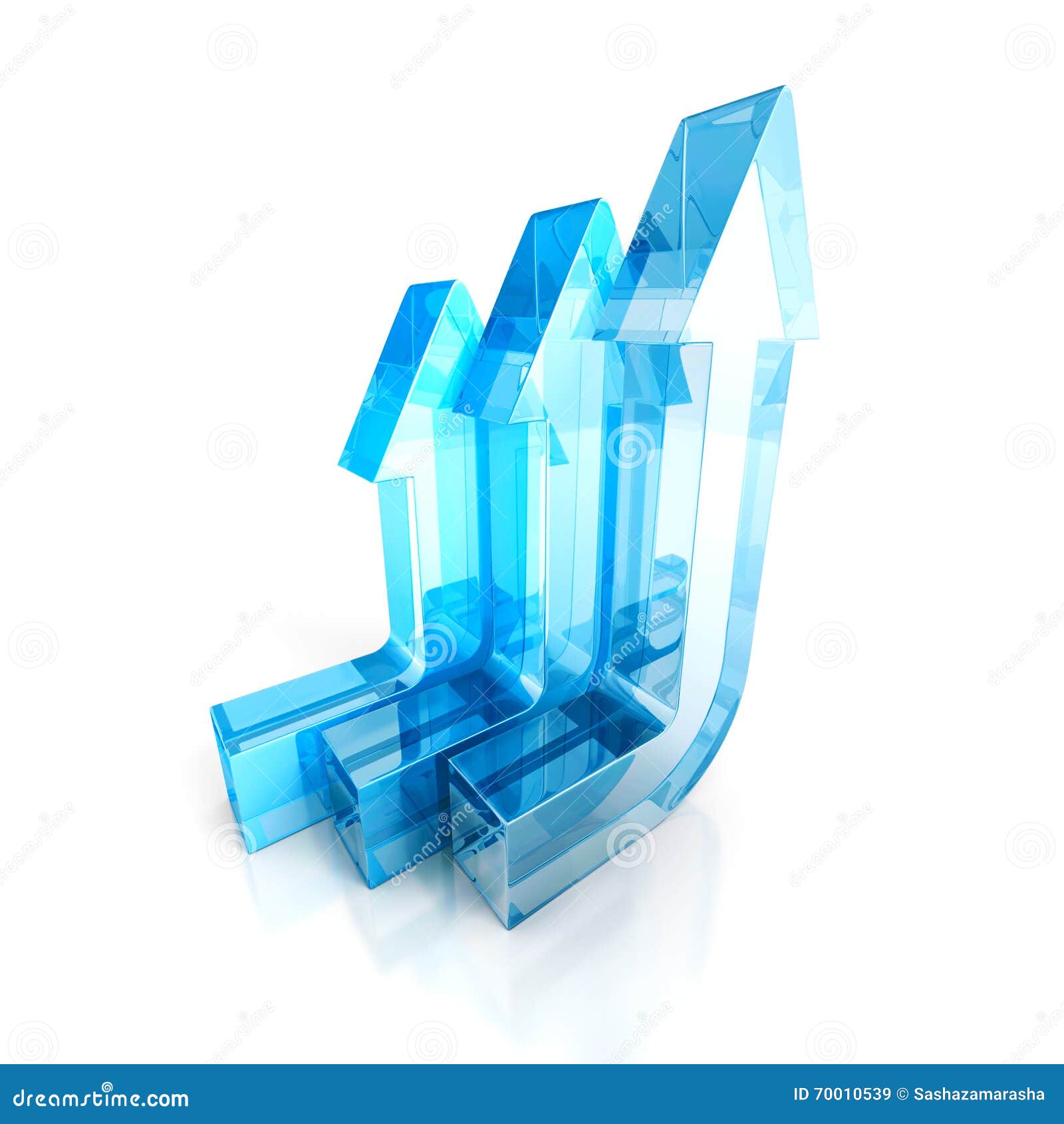 Blue Curved Arrows Going Up on White Background Stock Illustration ...