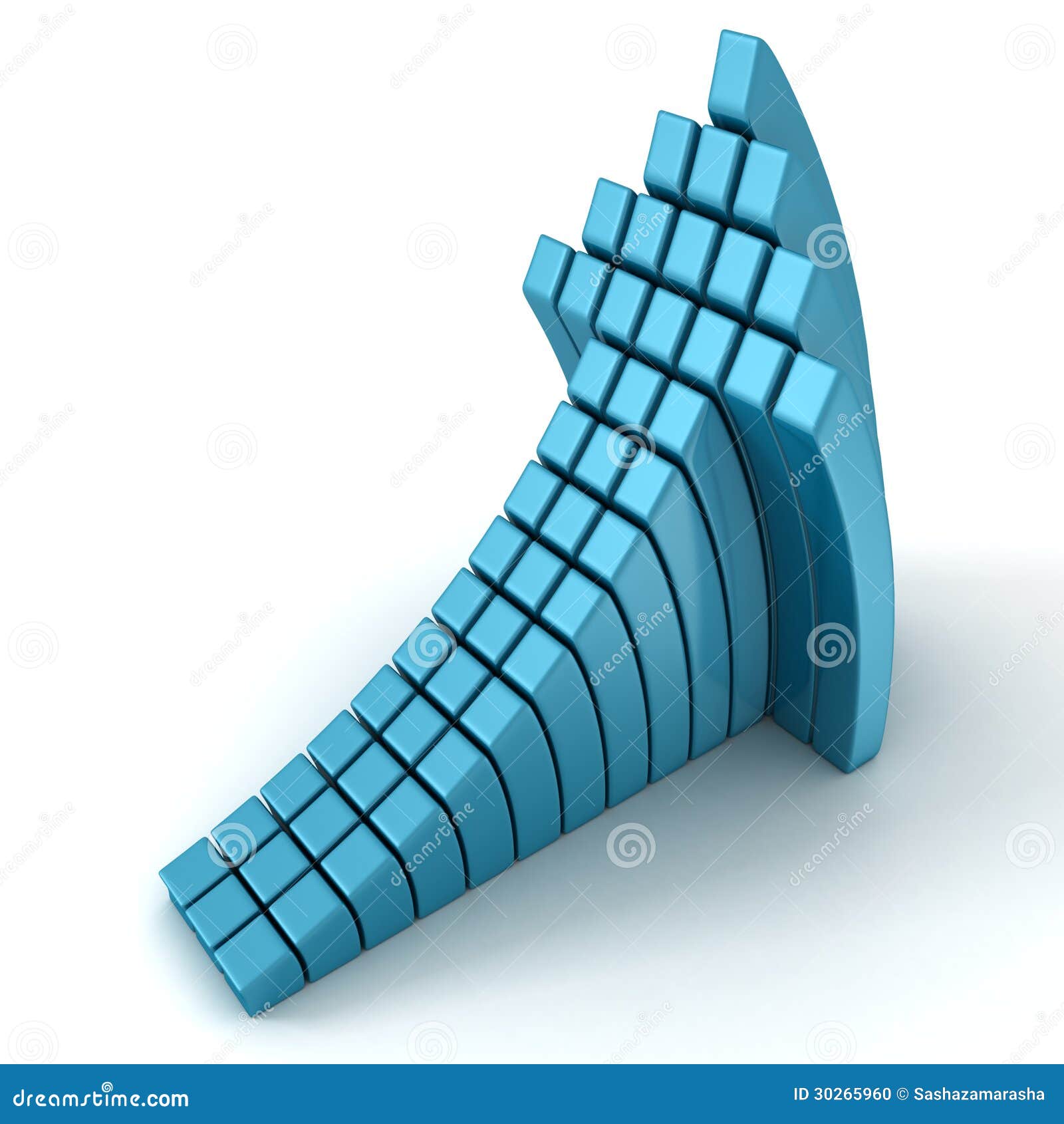 Blue Curved Cube Arrow Going Up on White Background Stock Illustration ...