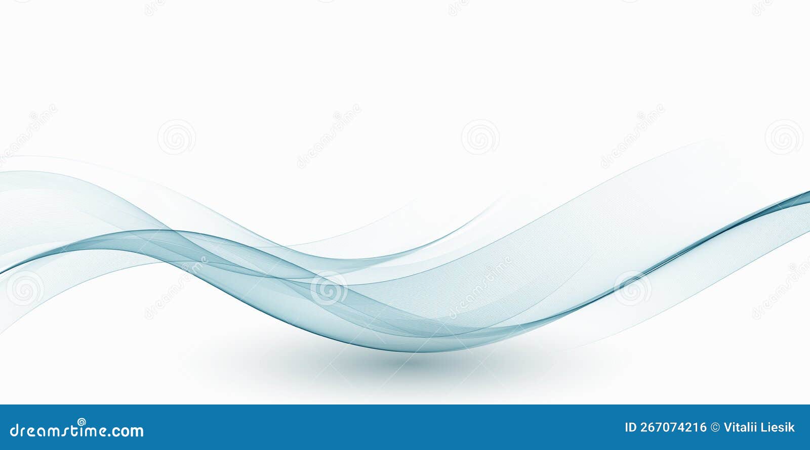 Blue Curved Lines Background, Abstract Smoky Wave Flow with Shadow on ...