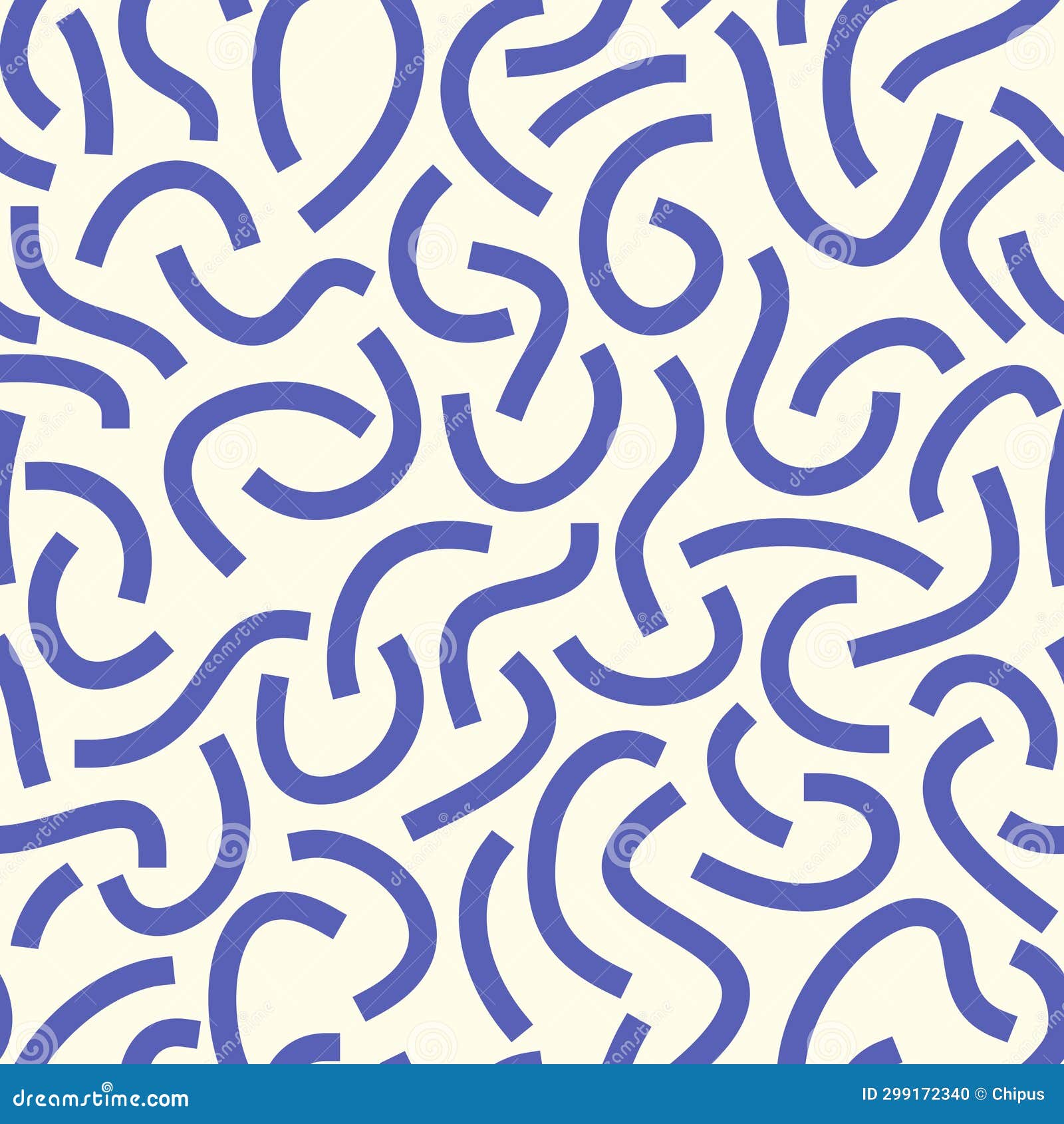 Blue Curved Lines Isolated on White Background. Bold Squiggles. Stock ...