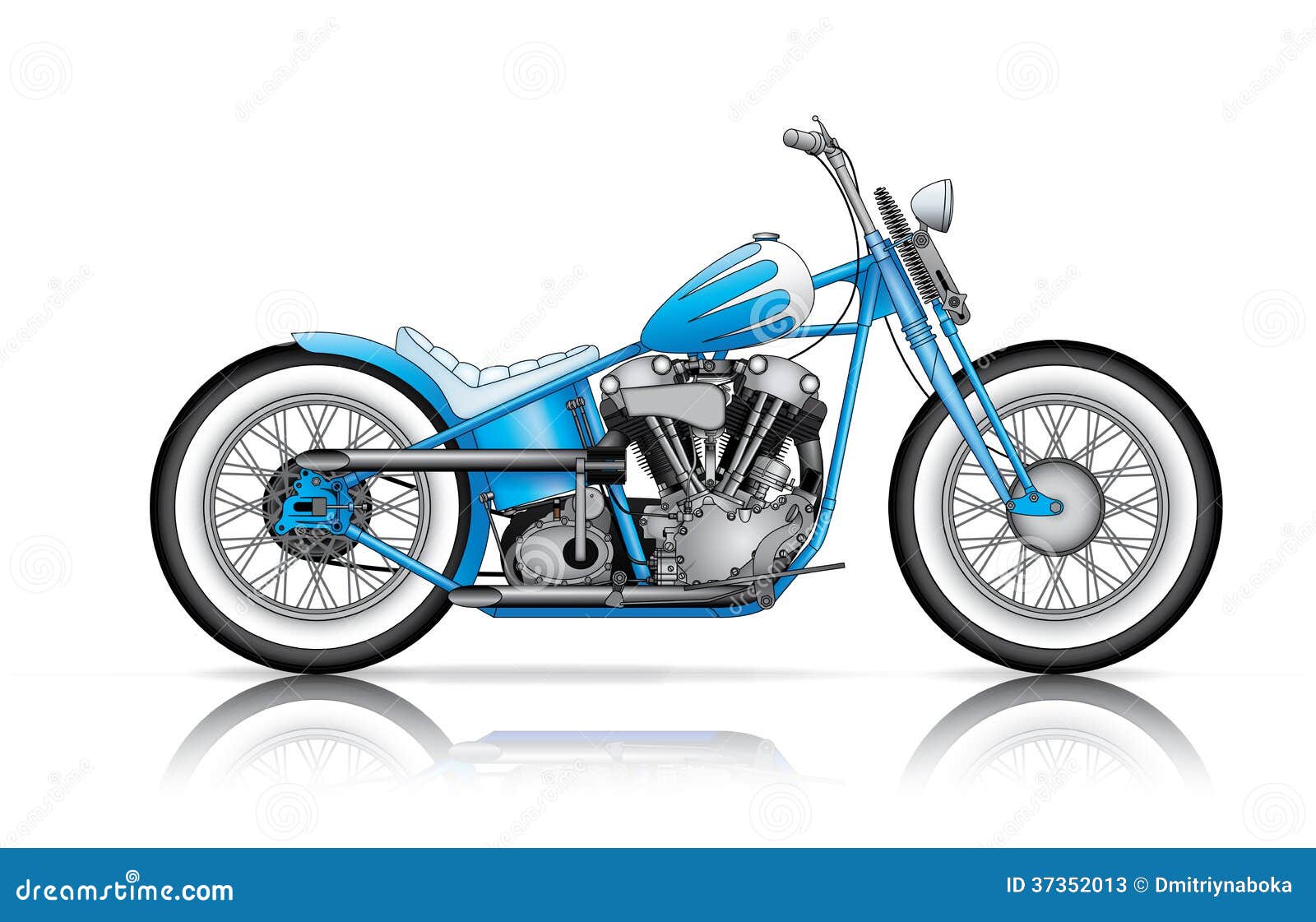 Bobber Or Chopper Motorcycle, Side View, Isolated On White Background ...