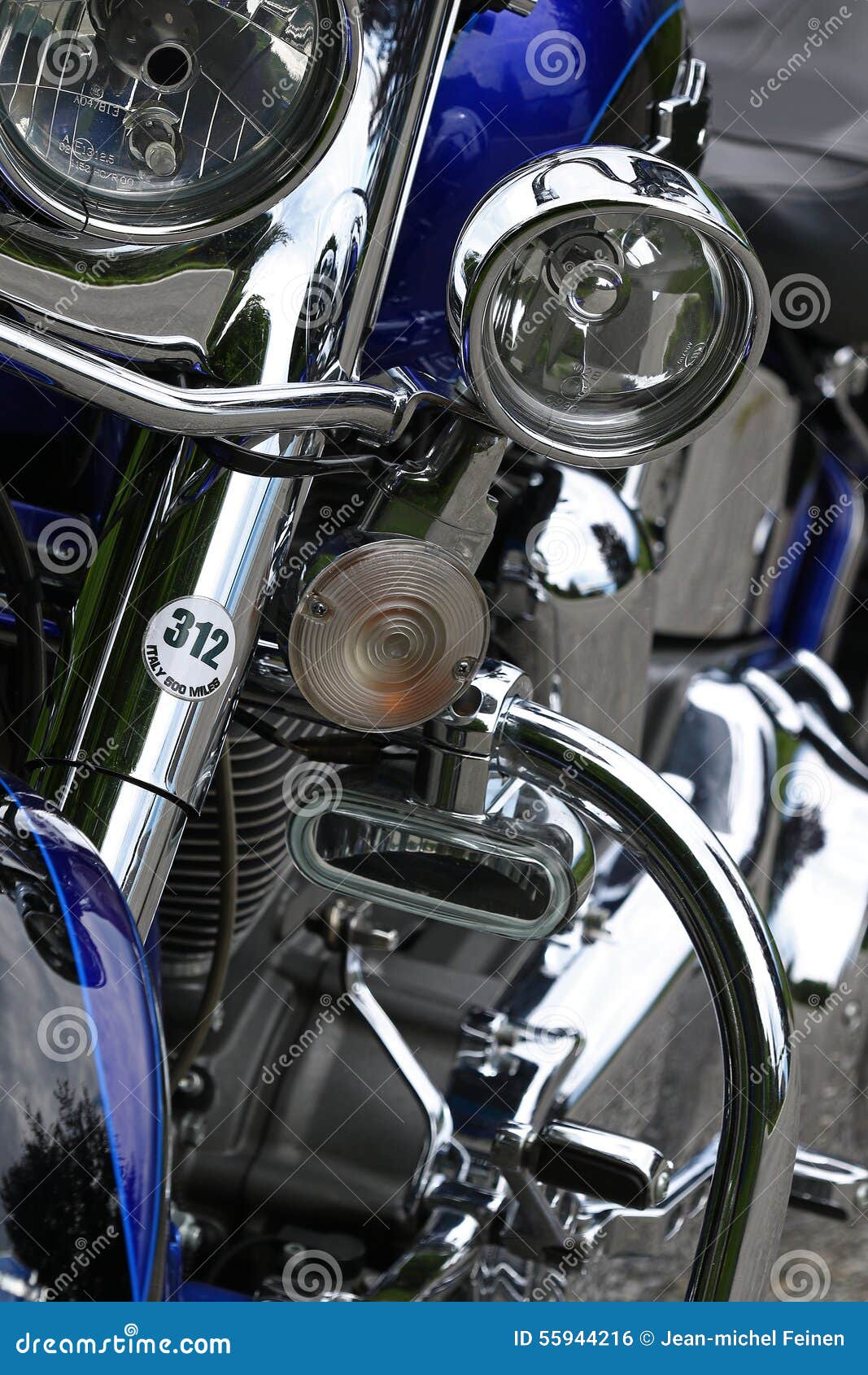 Blue Custom Motorcycle Chrome Details Stock Photo - Image of bikes ...