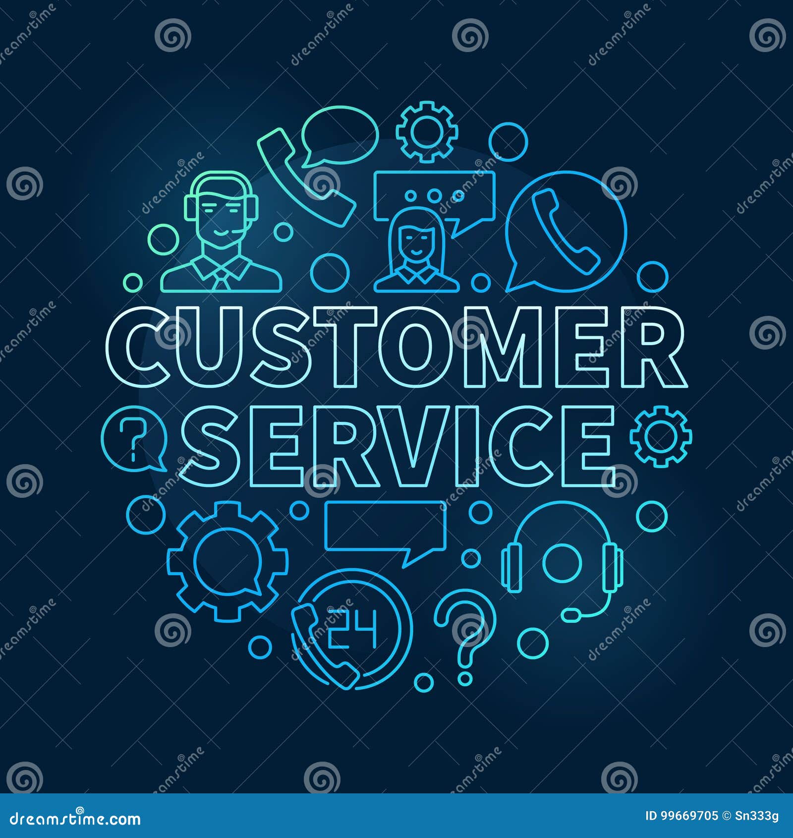 Blue Customer Service Round Illustration - Vector Customer Suppo Stock ...