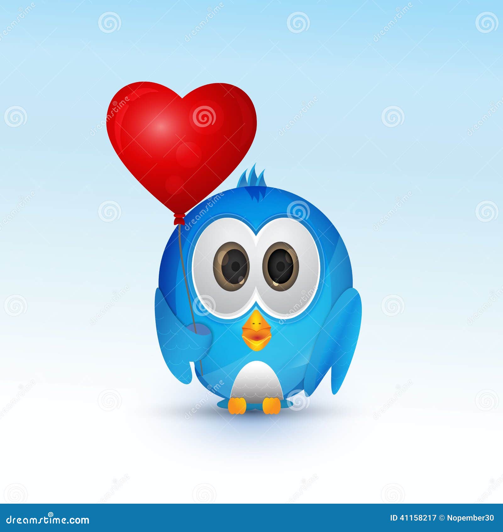 Blue Cute Bird with Balloon Stock Vector - Illustration of pretty ...
