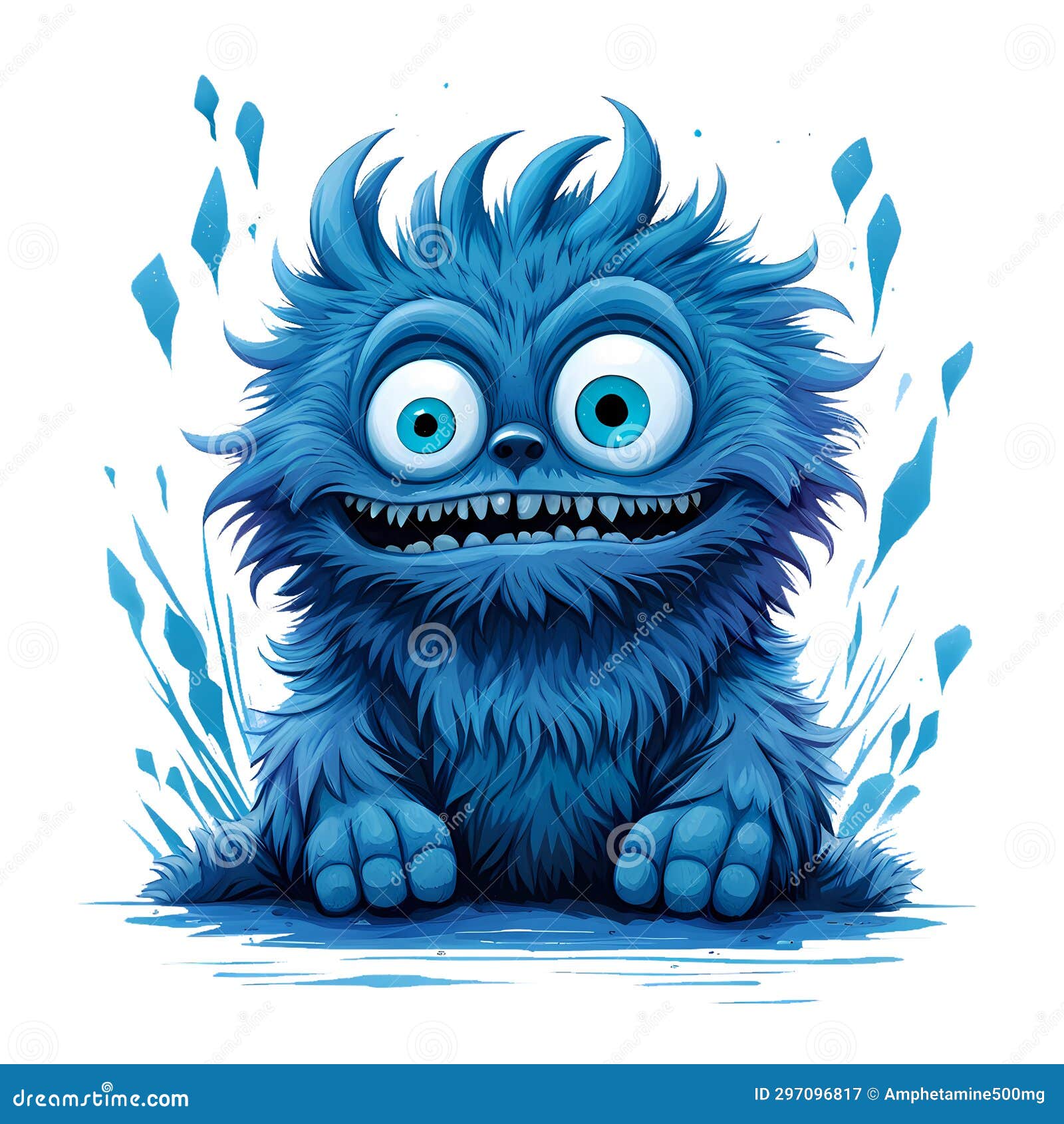 Blue cute monster stock illustration. Illustration of sketch - 297096817