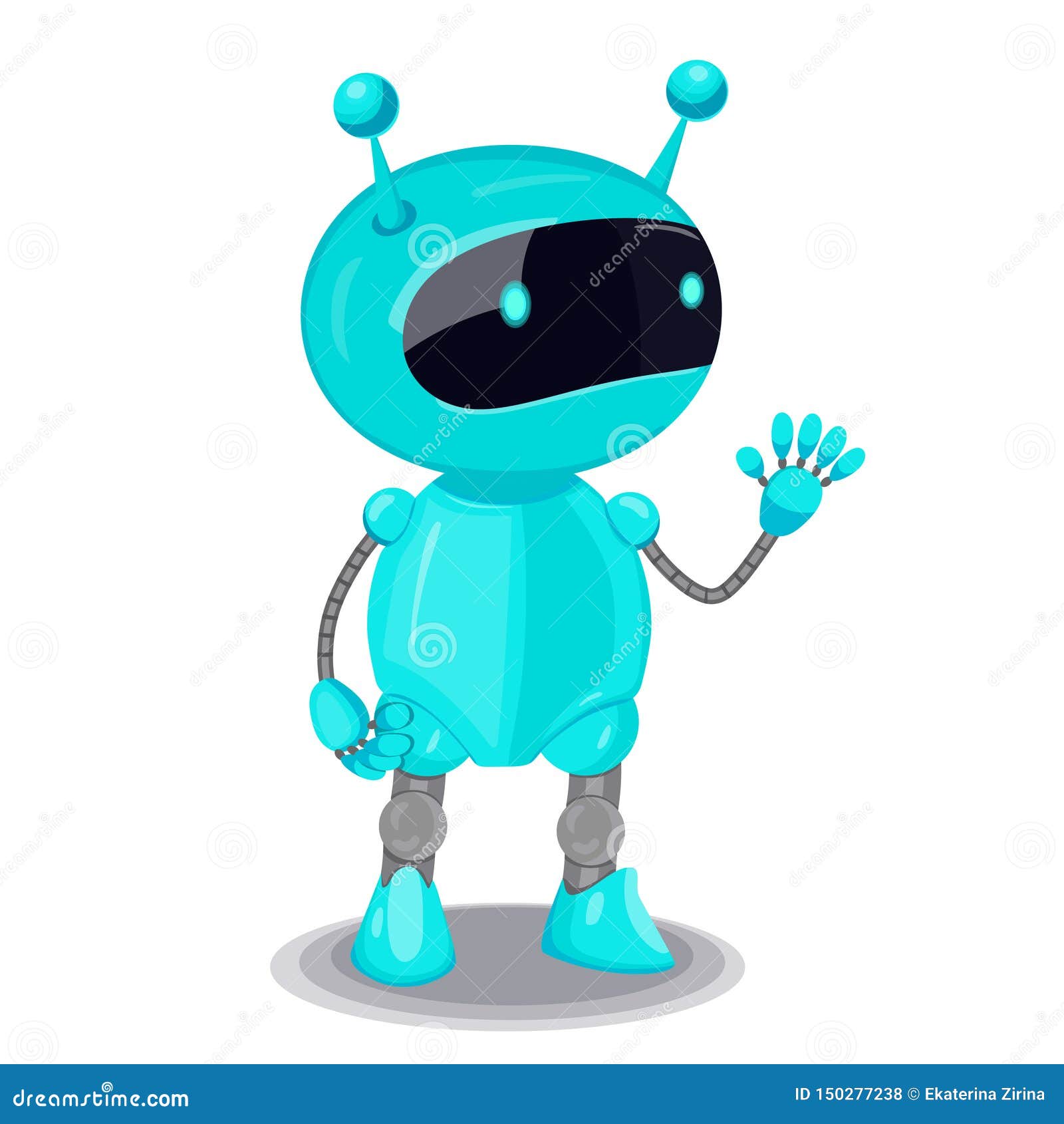 Blue Cute Robot Isolated on White Background. Vector Graphics Stock ...