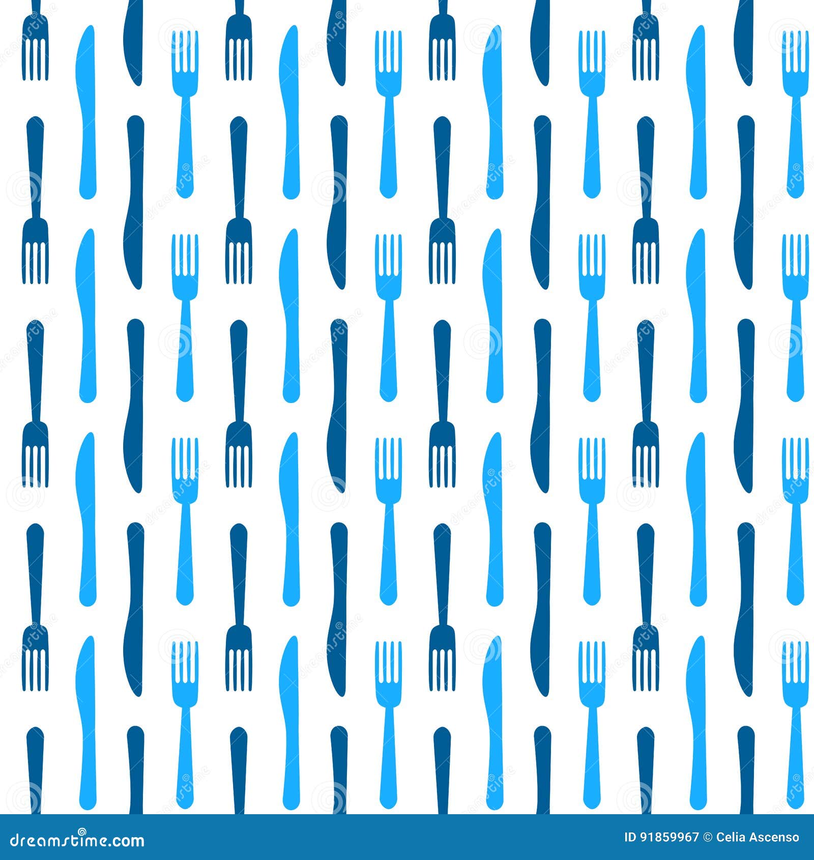 Blue Cutlery Seamless Pattern Stock Illustration - Illustration of ...