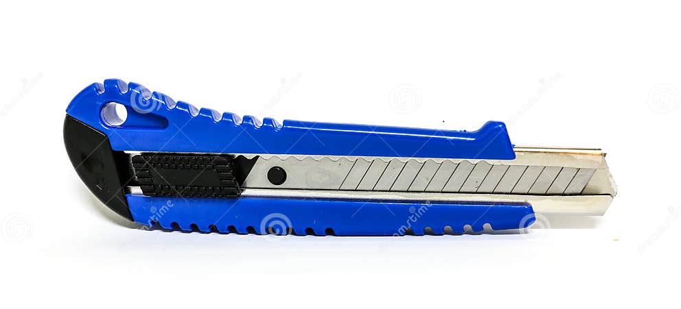 Blue Cutter on White Background Stock Image - Image of stationery ...