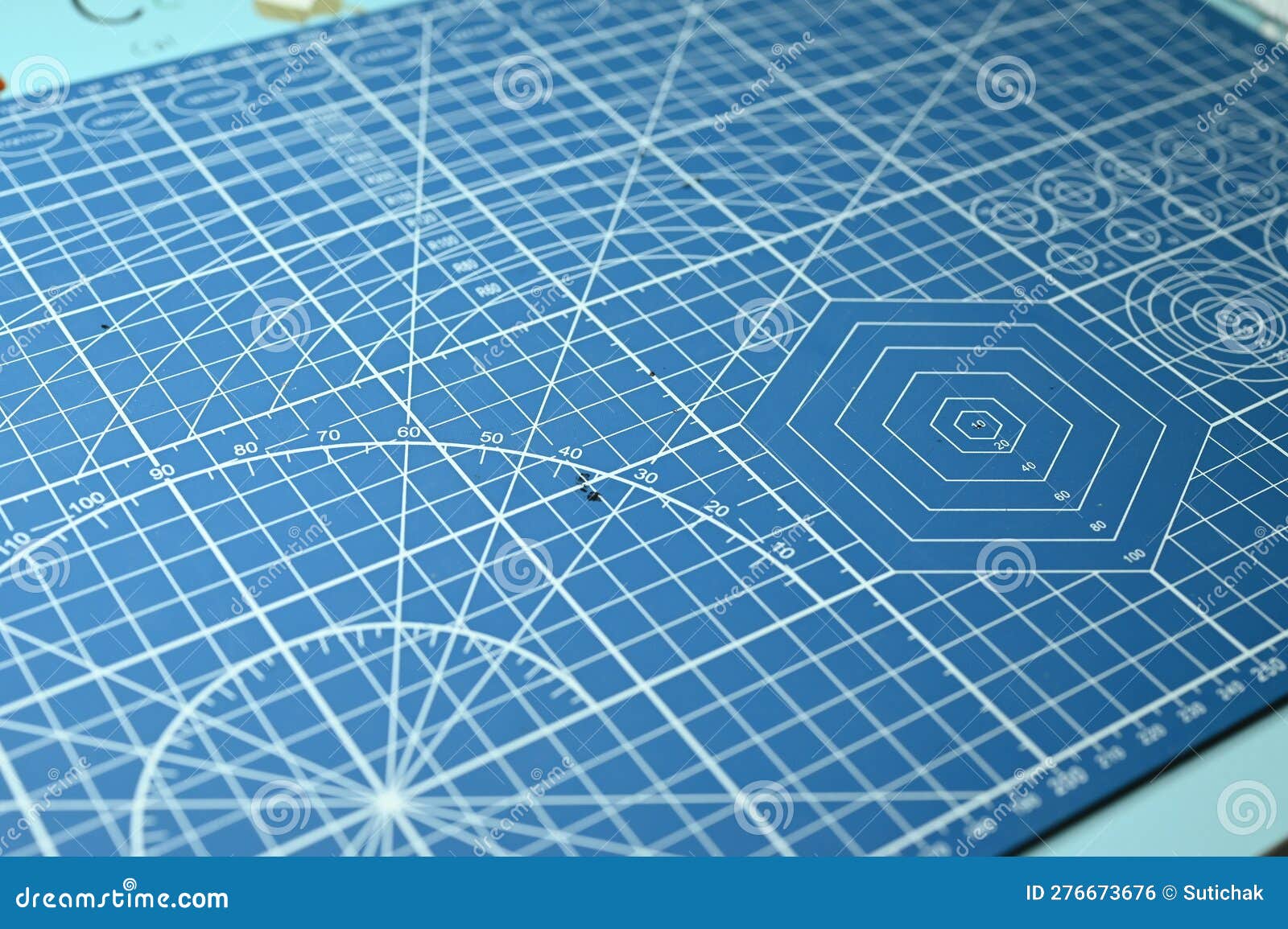 Blue Cutting Mat, Equipment in Office Stock Photo - Image of graph ...