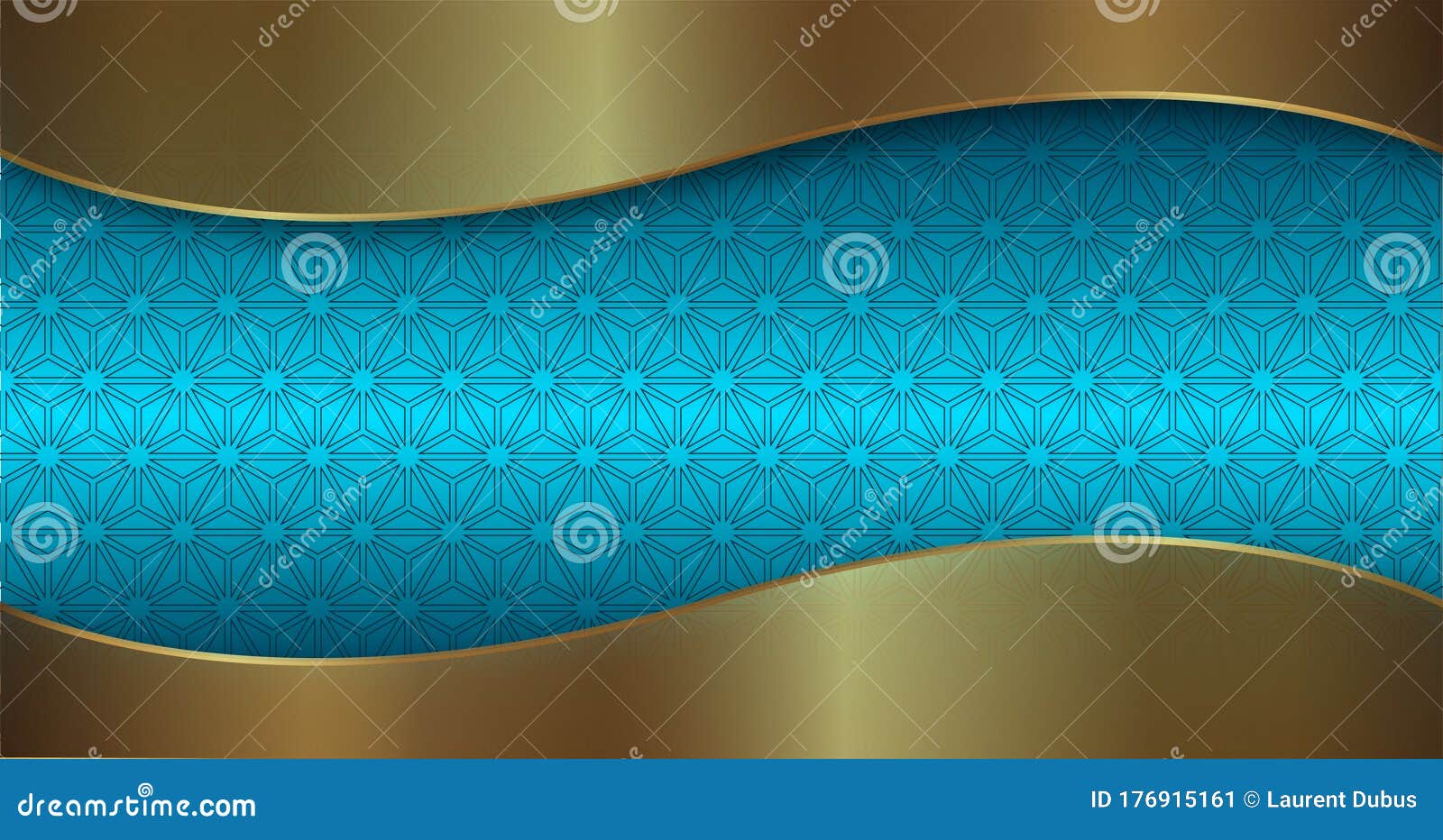 Abstract Blue,cyan and Gold Background with a Floral Texture in the ...