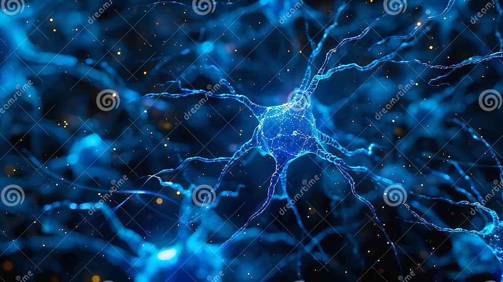 Blue Cyber Network Grid with Artificial Neurons, Clear Bg Stock ...