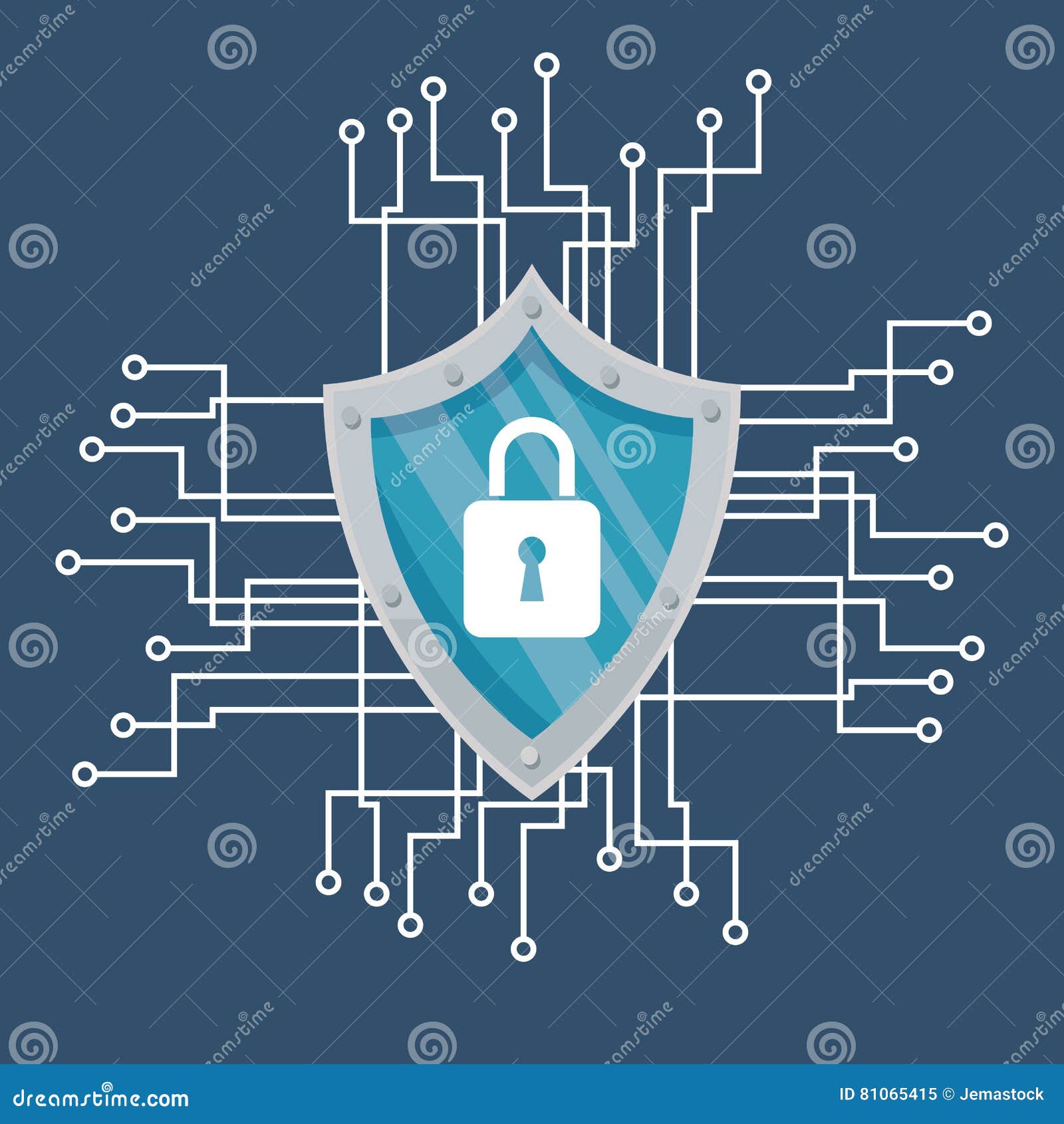 Blue Cyber Security System Design Stock Vector - Illustration of ...