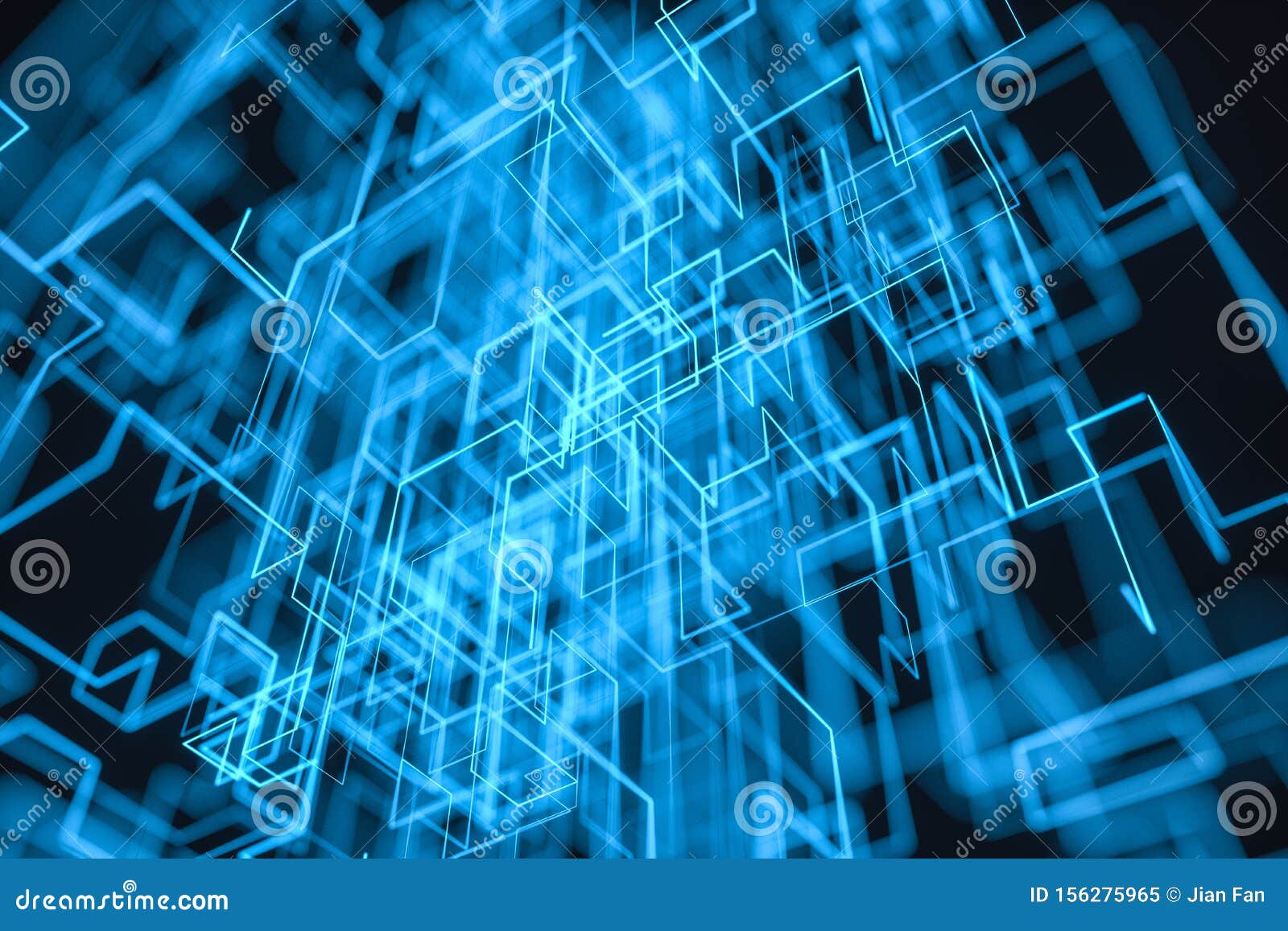 Blue Cyber Space with Crossed Glowing Lines, 3d Rendering Stock ...