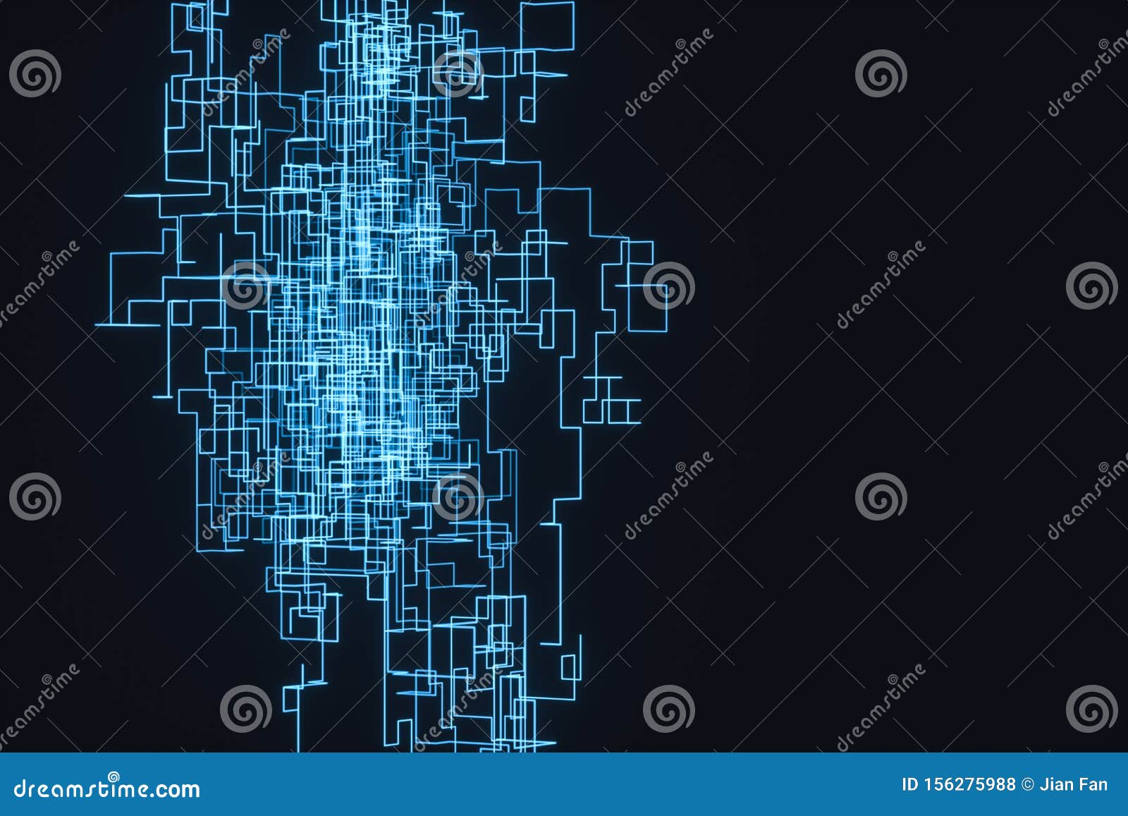 Blue Cyber Space with Crossed Glowing Lines, 3d Rendering Stock ...