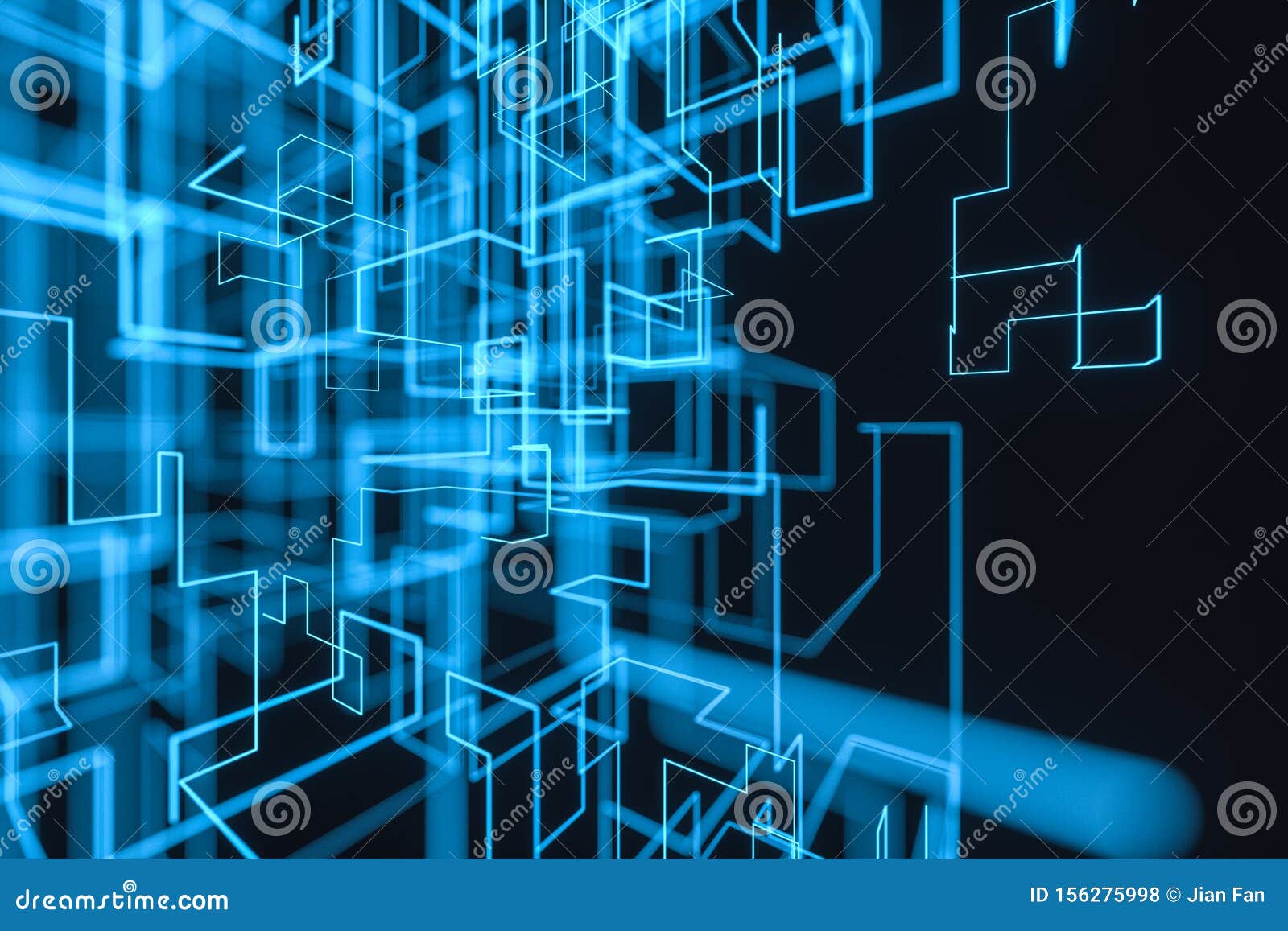 Blue Cyber Space with Crossed Glowing Lines, 3d Rendering Stock ...
