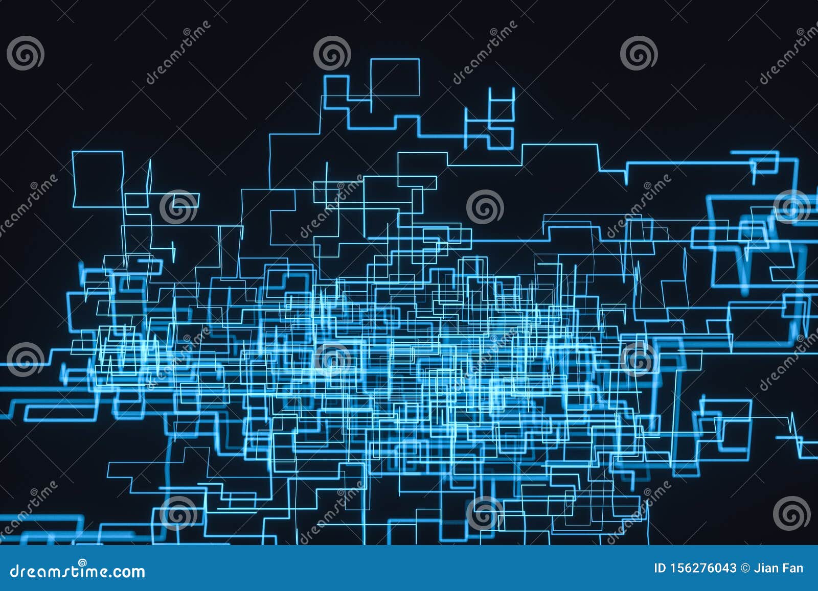 Blue Cyber Space with Crossed Glowing Lines, 3d Rendering Stock ...