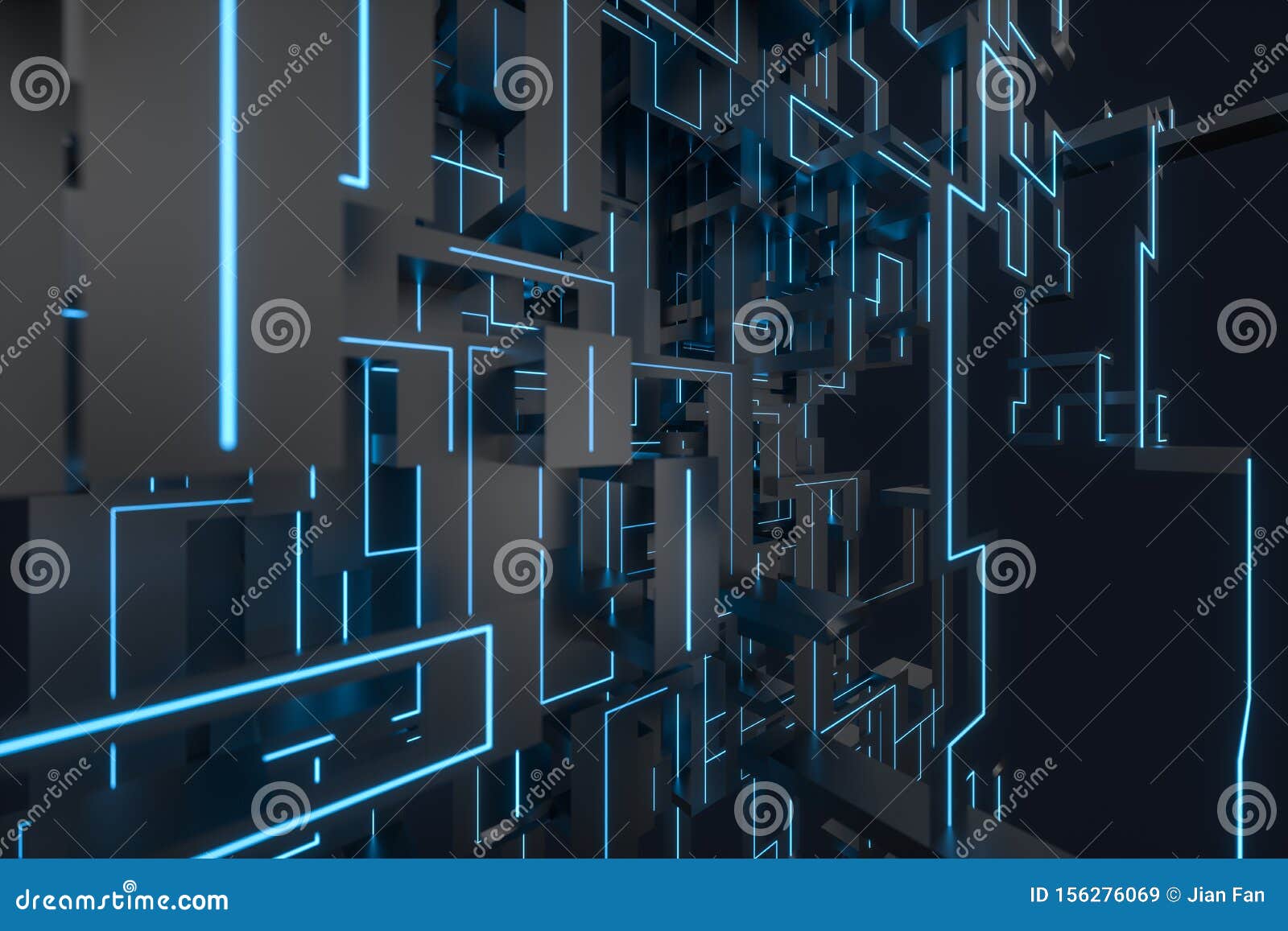 Blue Cyber Space with Crossed Glowing Lines, 3d Rendering Stock ...