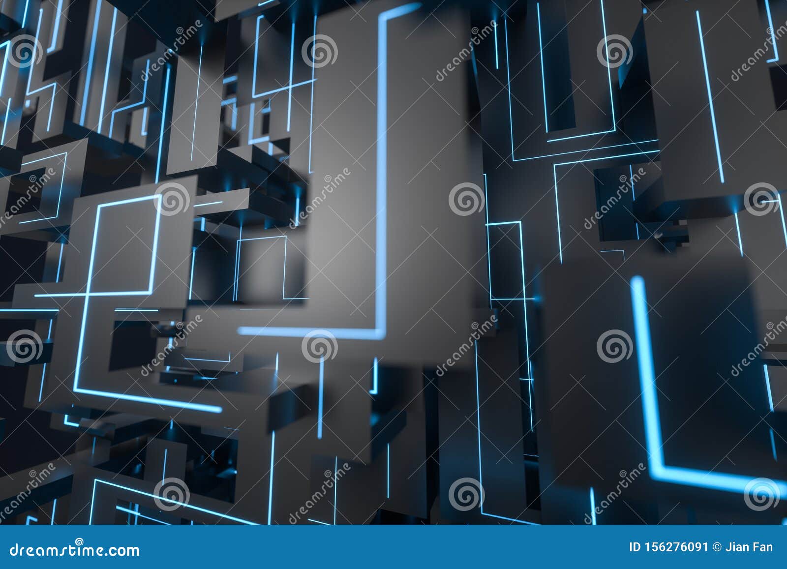 Blue Cyber Space with Crossed Glowing Lines, 3d Rendering Stock ...