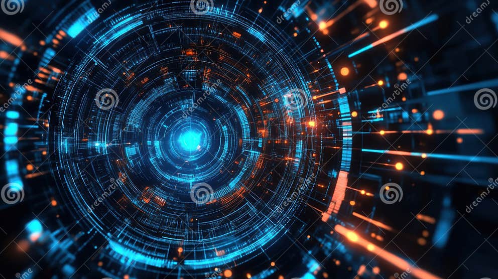 Blue Cyberspace Futuristic Technology Background Stock Illustration ...