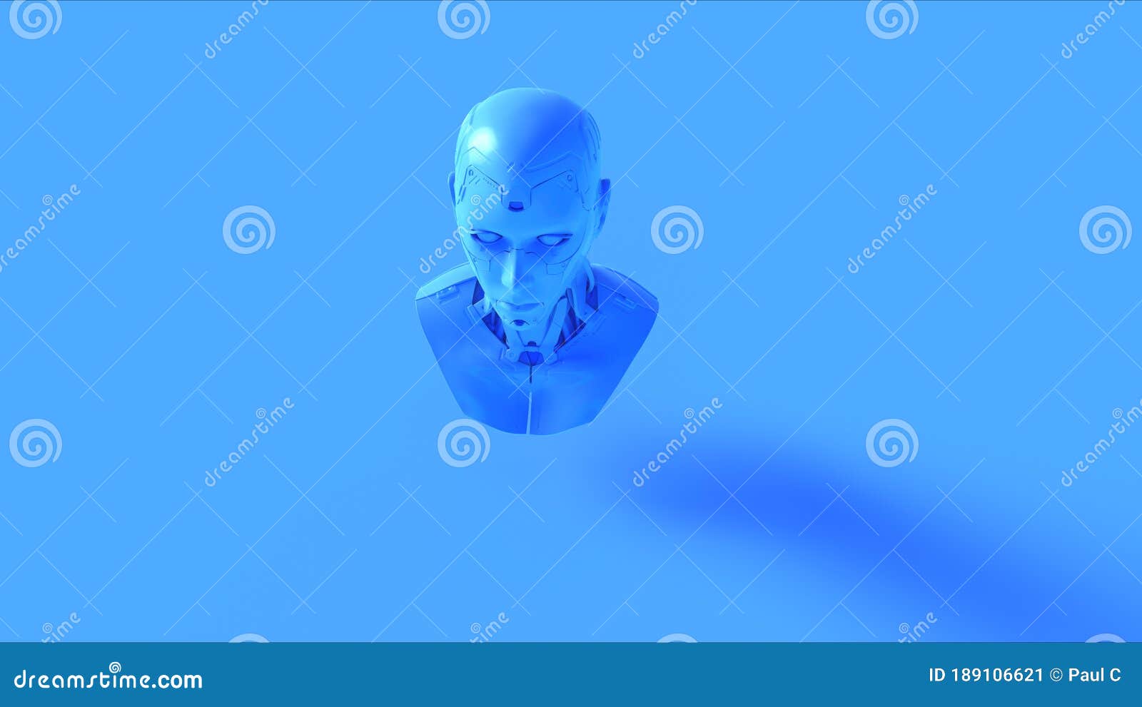 Blue Cyborg Bust stock illustration. Illustration of classic - 189106621