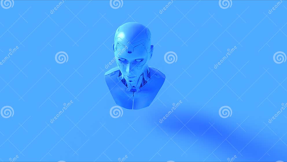 Blue Cyborg Bust stock illustration. Illustration of classic - 189106621