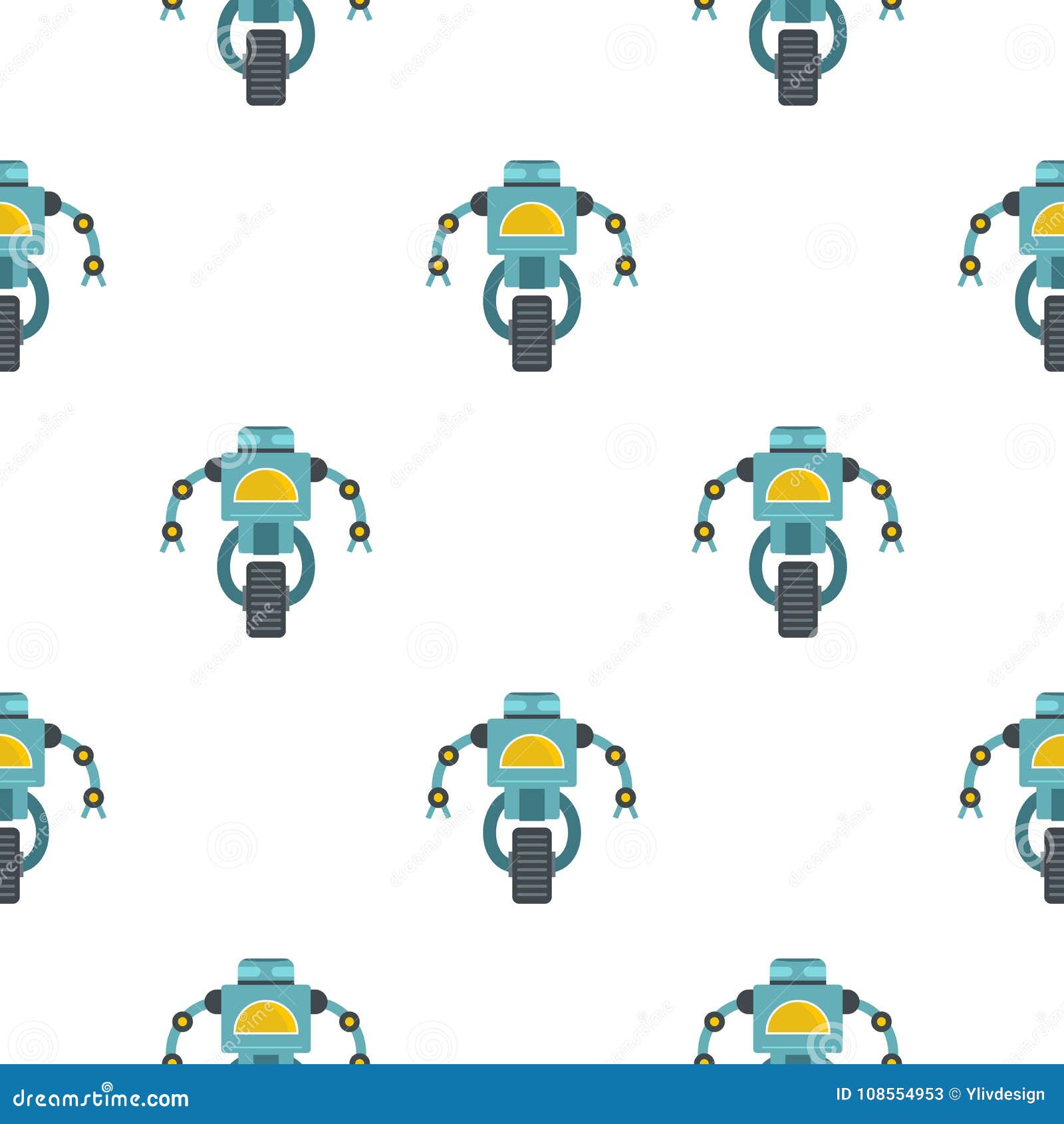 Blue Cyborg on Wheel Pattern Seamless Stock Vector - Illustration of ...