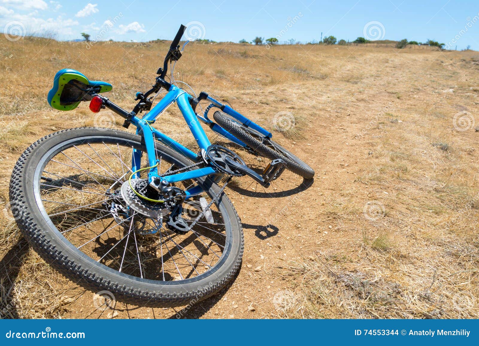 Blue cycle on the ground. stock photo. Image of activity - 74553344
