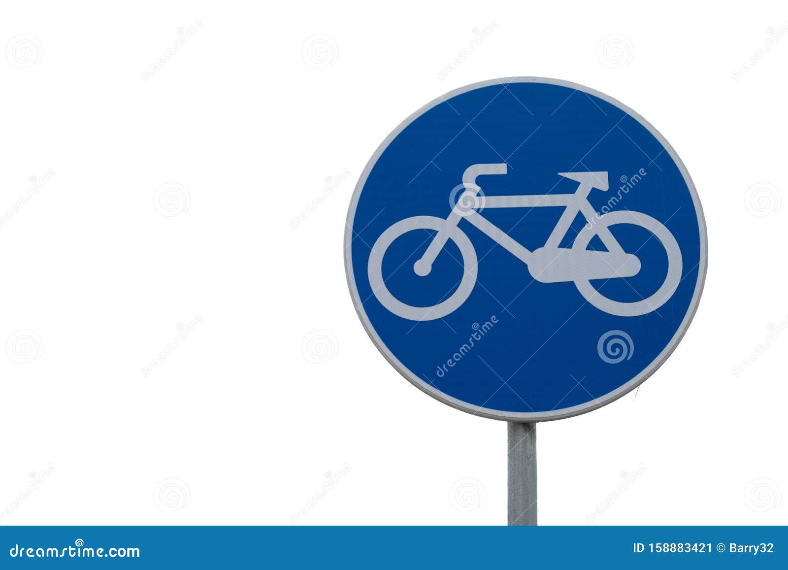 Blue Cycle Lane Signpost with a Bicycle on it Stock Image - Image of ...