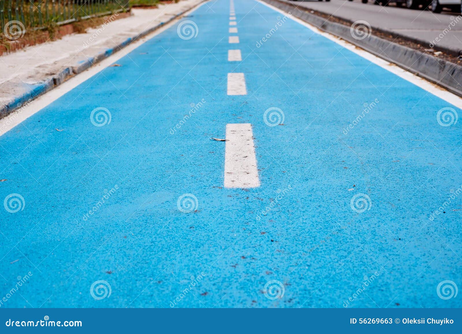 Blue Cycle Path Along the Coast Stock Image - Image of healthy, road ...