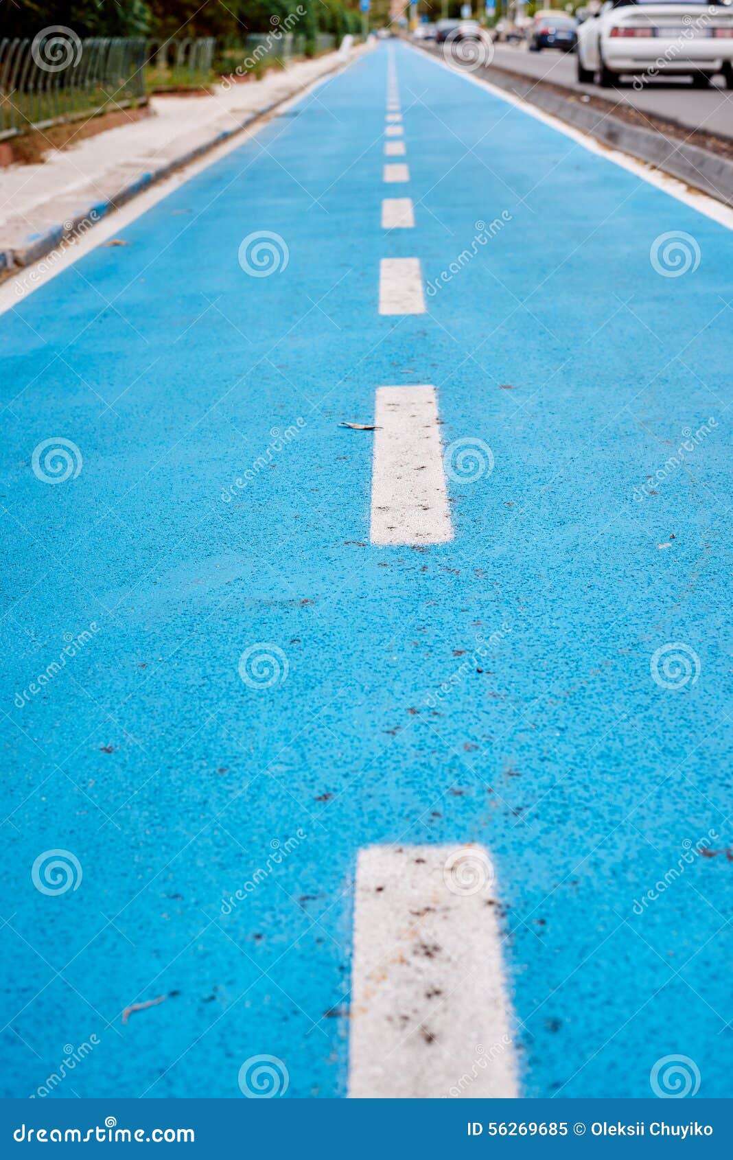 Blue Cycle Path Along the Coast Stock Image - Image of line, biking ...