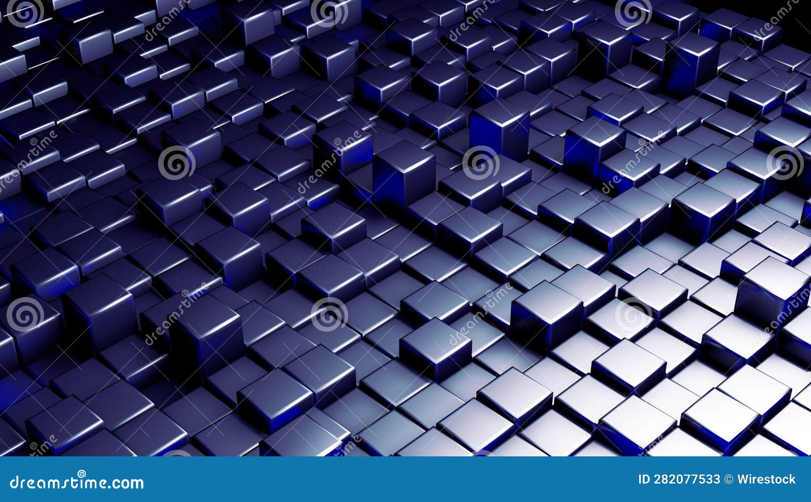 Blue 3D Abstract Cubes with Shadows Background 3D Illustration Stock ...