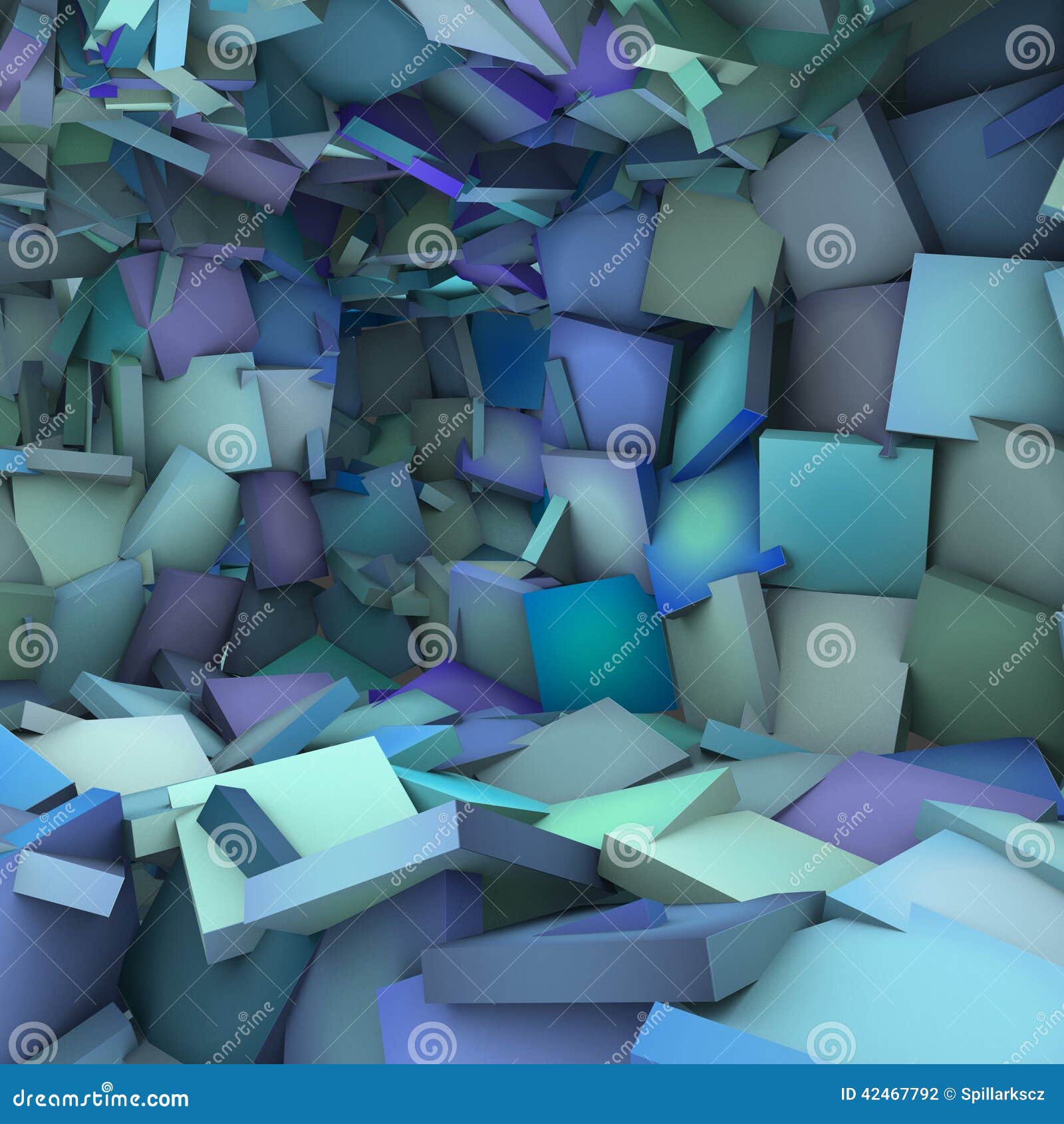 Blue 3d Abstract Shape Interior Fragmented Stock Illustration ...