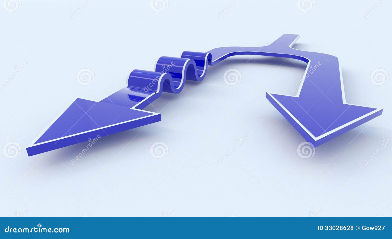 Blue 3D Arrow Seperates into Two Distinct Path Stock Illustration ...